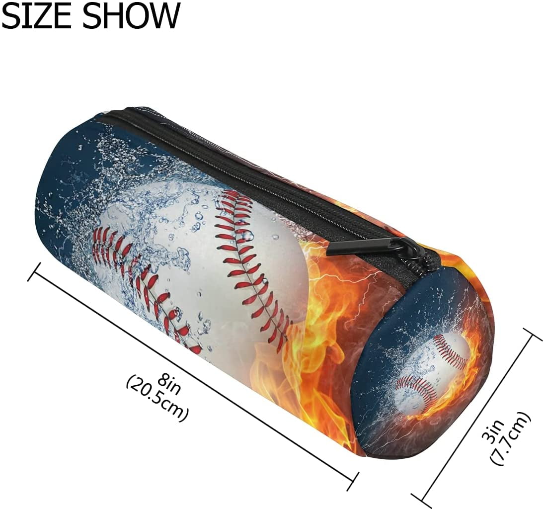 Pencil Bag Sport Baseball Fire Water, Pencil Case Pen Zipper Bag Pouch ...