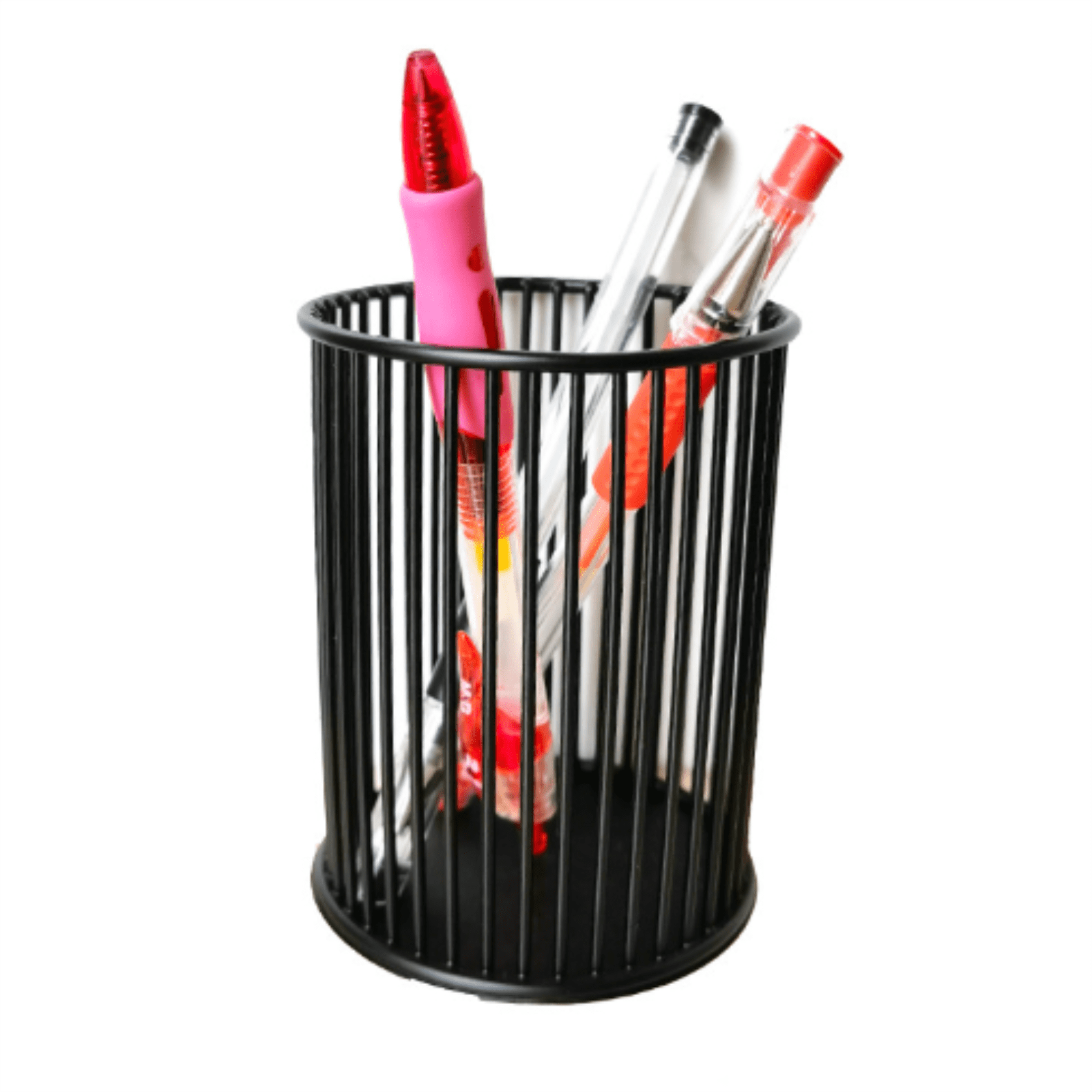 Pencil Barrel Clearance! Metal Mesh Pen Holder Black, Creative & Unique ...
