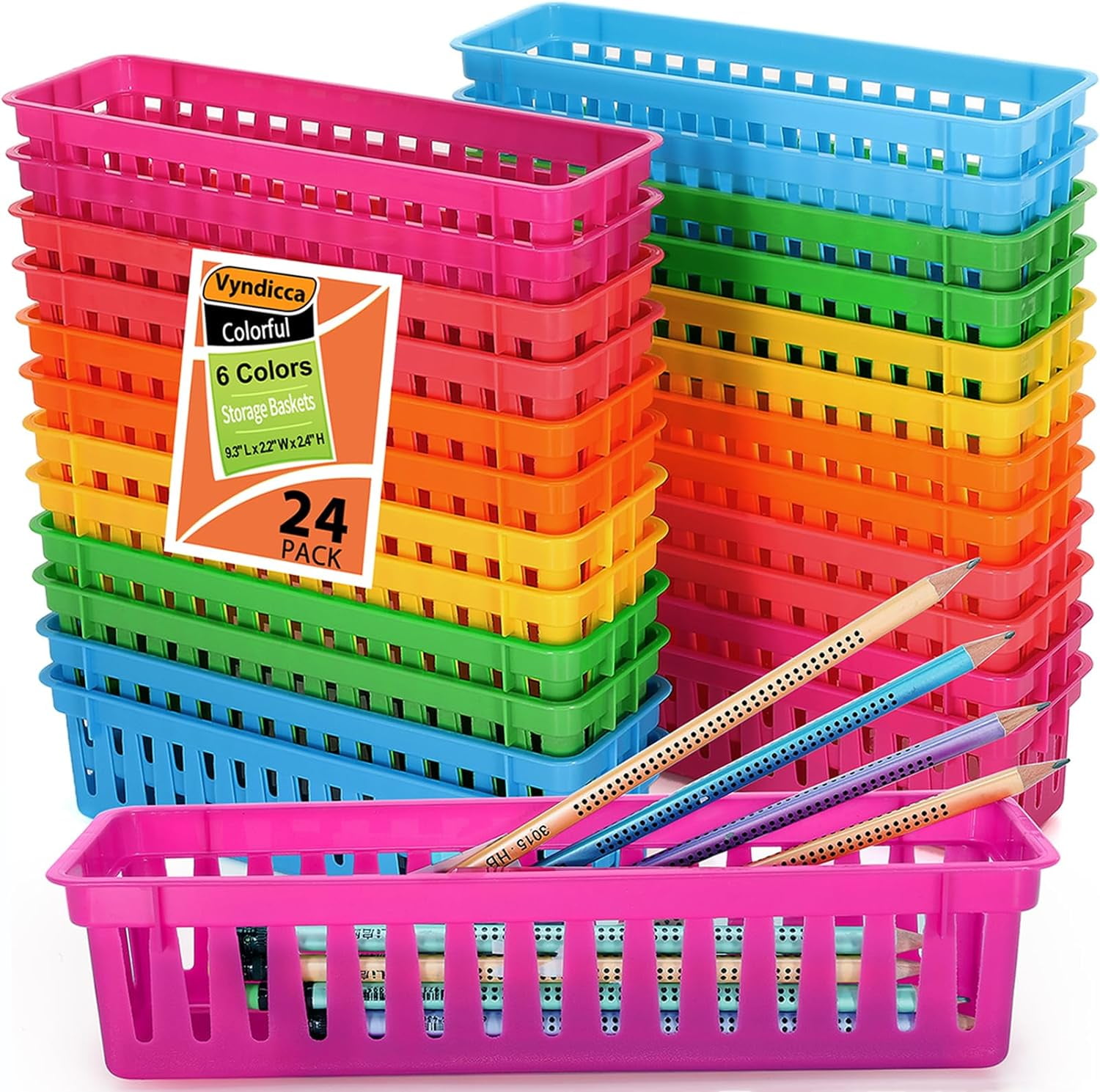Pencil Basket Tray,24 Pack Plastic Classroom Pencil Organizer Basket ...