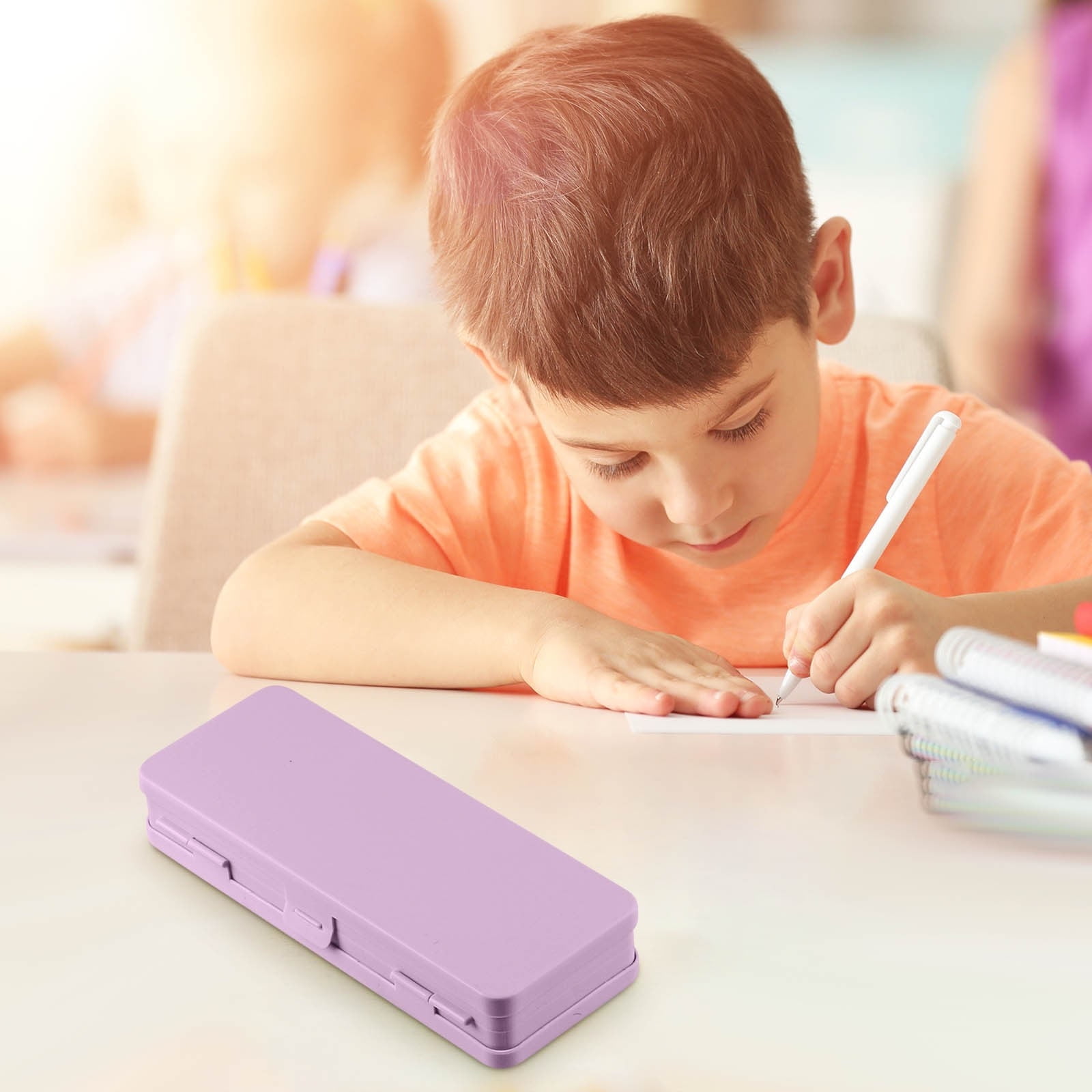 Pencil Box Plastic Pencil Case Small Double Layer Hard Pencil Case ...