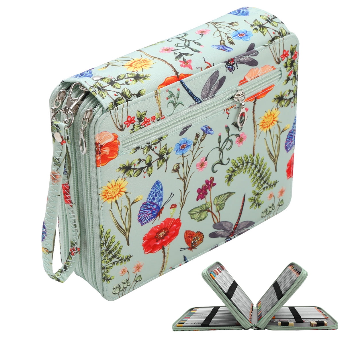 Pencil Case Holder Slot - Holds 120 Pencils with Zipper Closure,Large ...