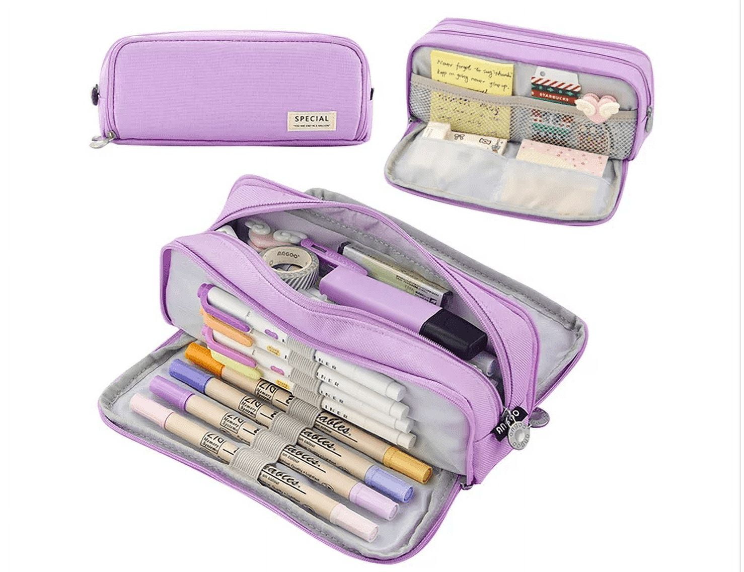 Pencil Case Large Capacity Pen Bag 3 Compartment Pen Pouch Organizer ...