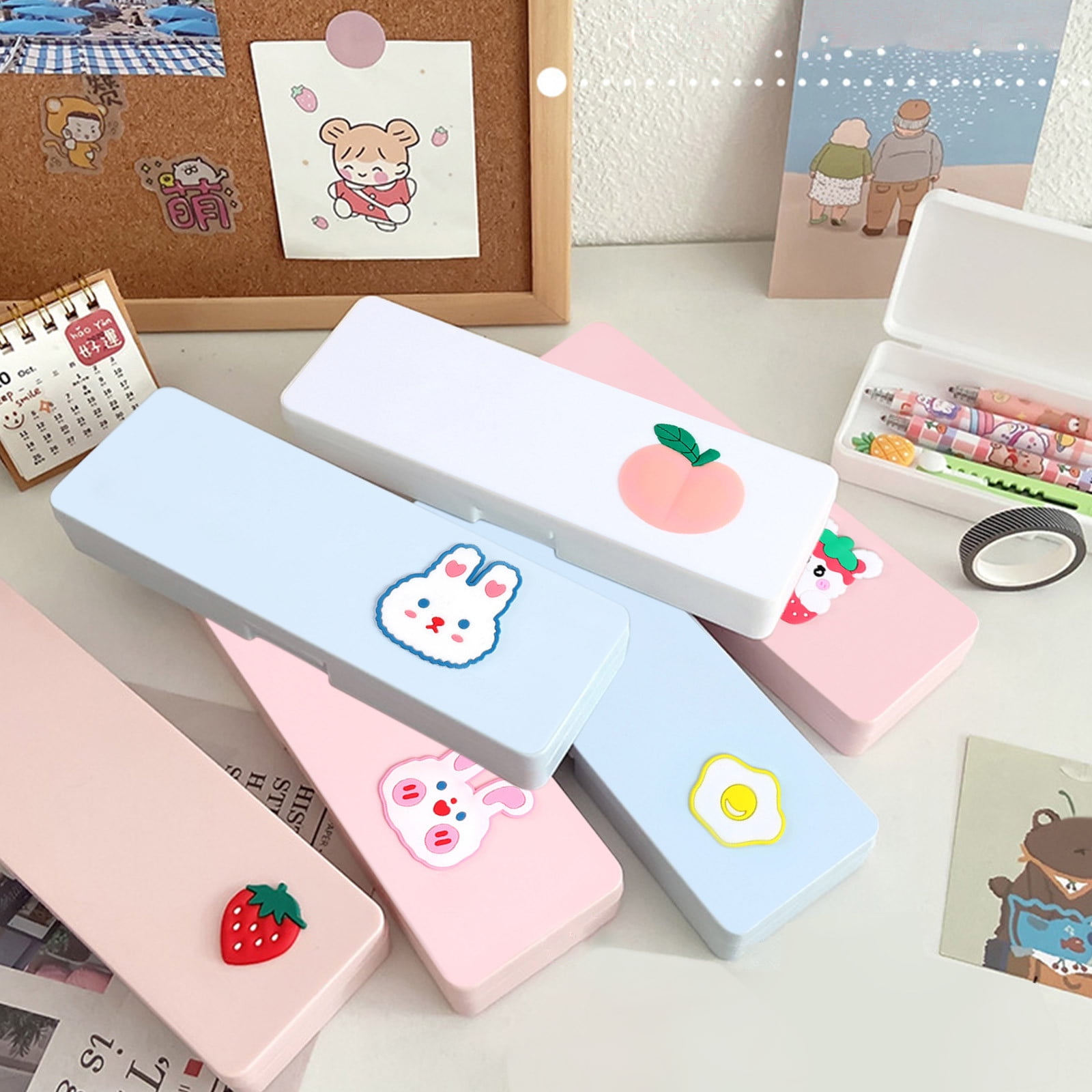 Pencil Case Pencil Box with Snap-tight Lid Stackable Cute Super Cute ...