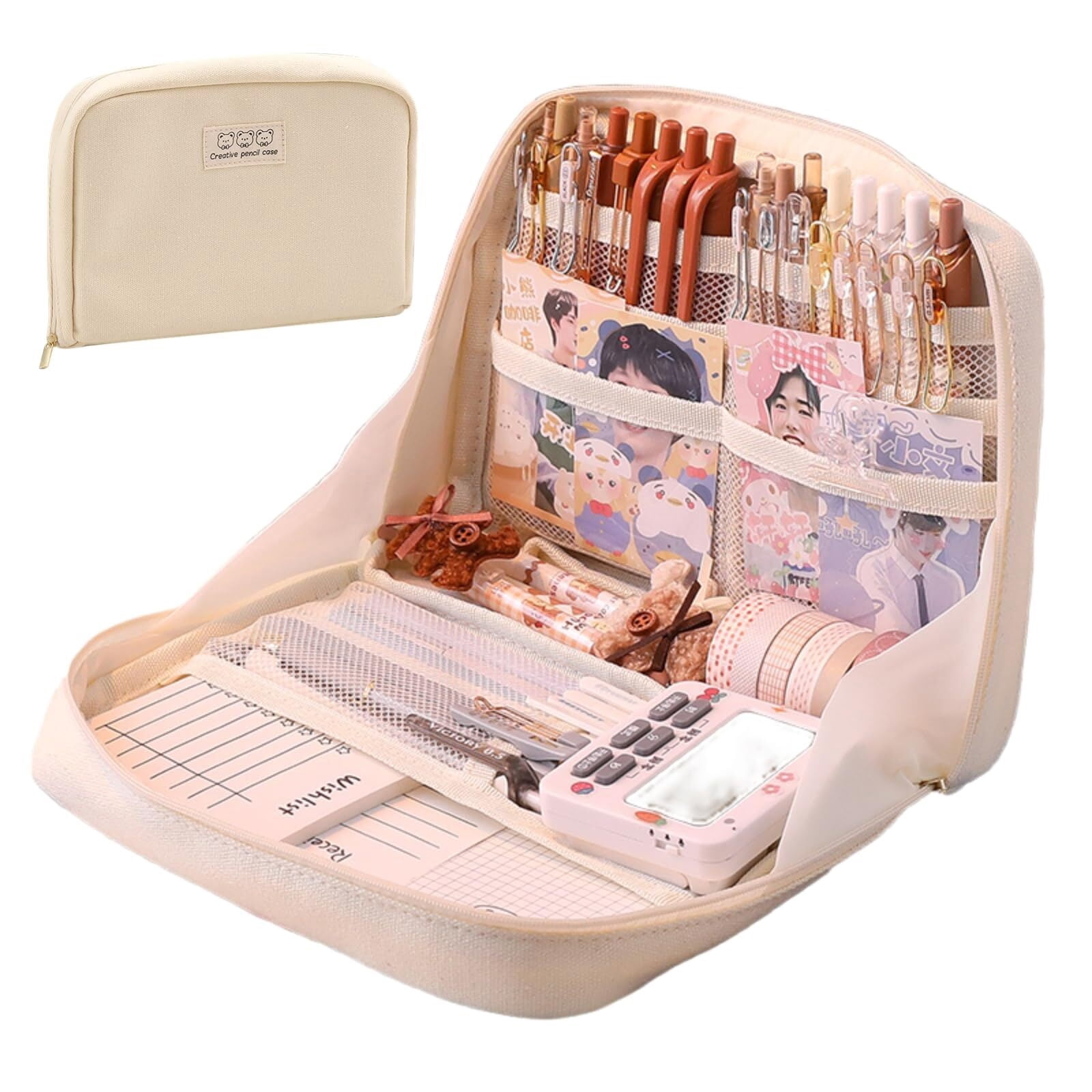 Pencil Case Pouch Box Cute Kawaii Large Capacity Aesthetic Zipper Pen ...