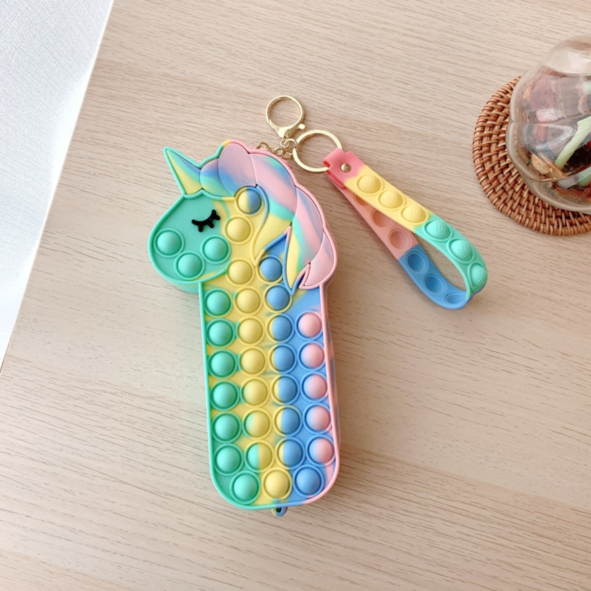 Pencil Case,Silicone Unicorn Pencil Box Simple Sensory Bubble Storage ...