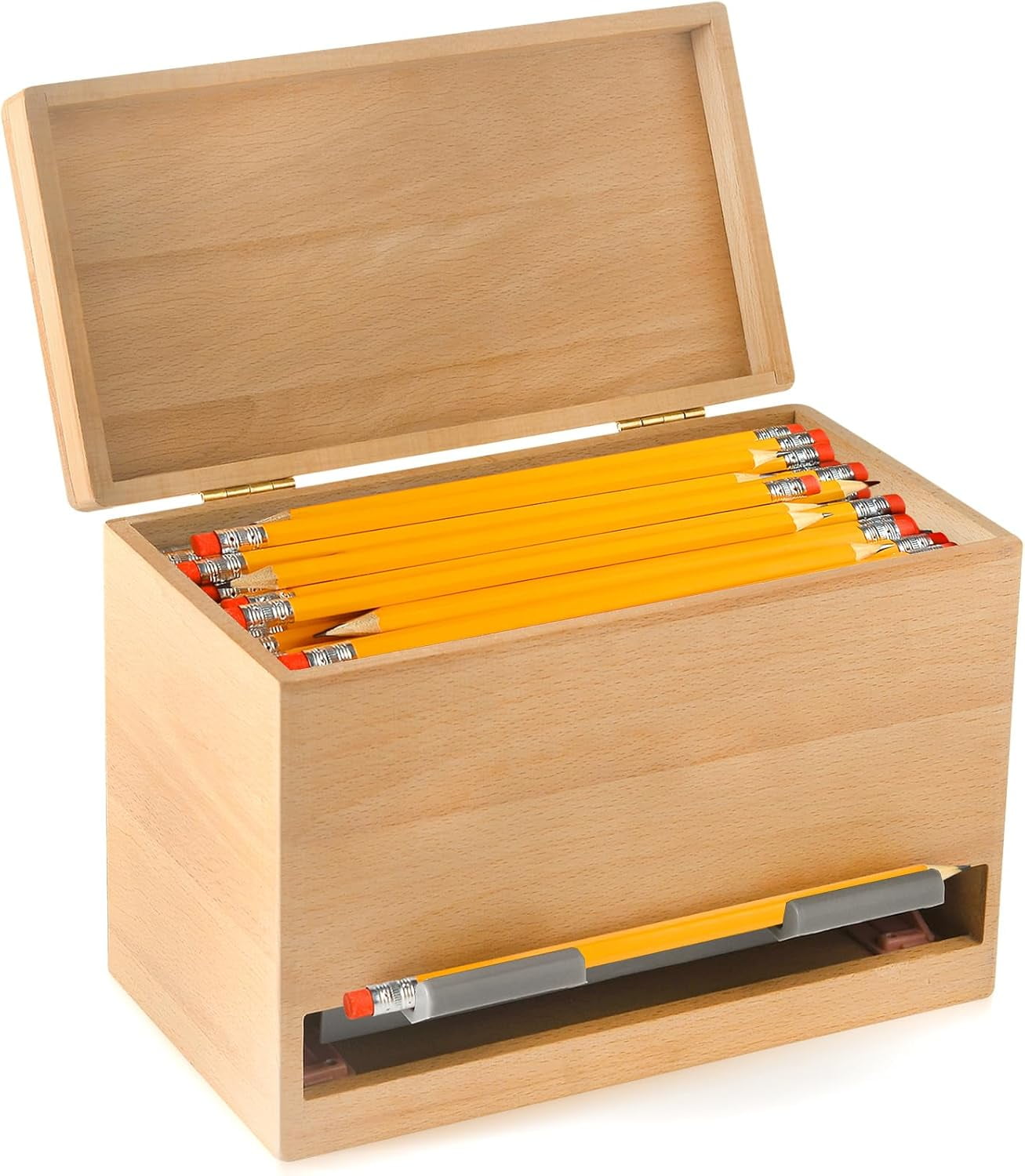 Pencil Dispenser for Classroom, Wooden Pencil Holder for Desk, Teacher ...