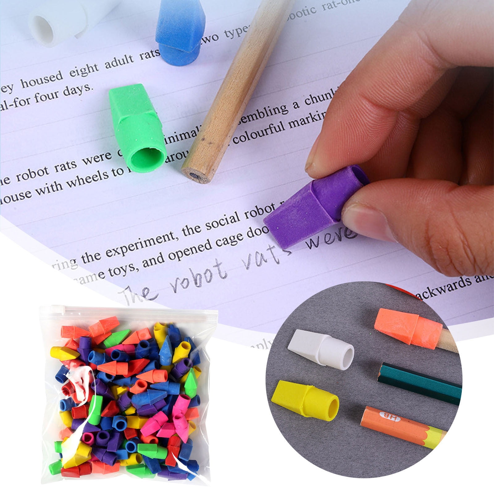 Pencil Erasers Toppers, 100 Pack, Vintage Colors, Erasers for Pencils ...