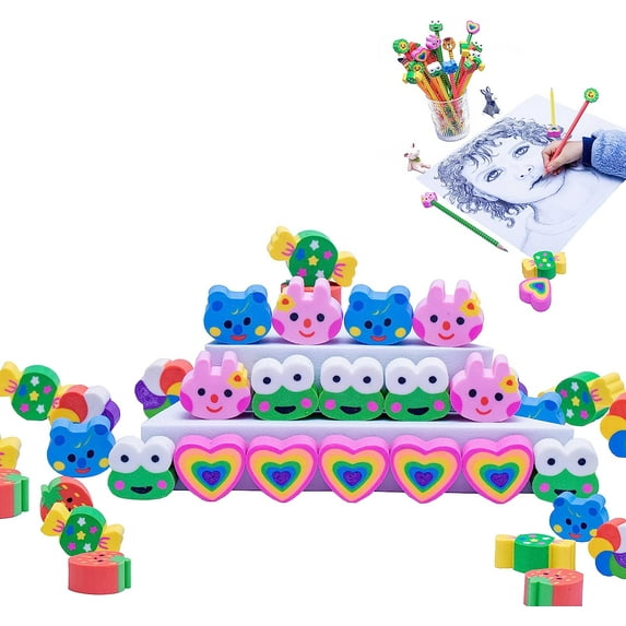 Pencil Erasers Toppers 35pcs Pencil Top Erasers Cap Pink Heart Shape ...