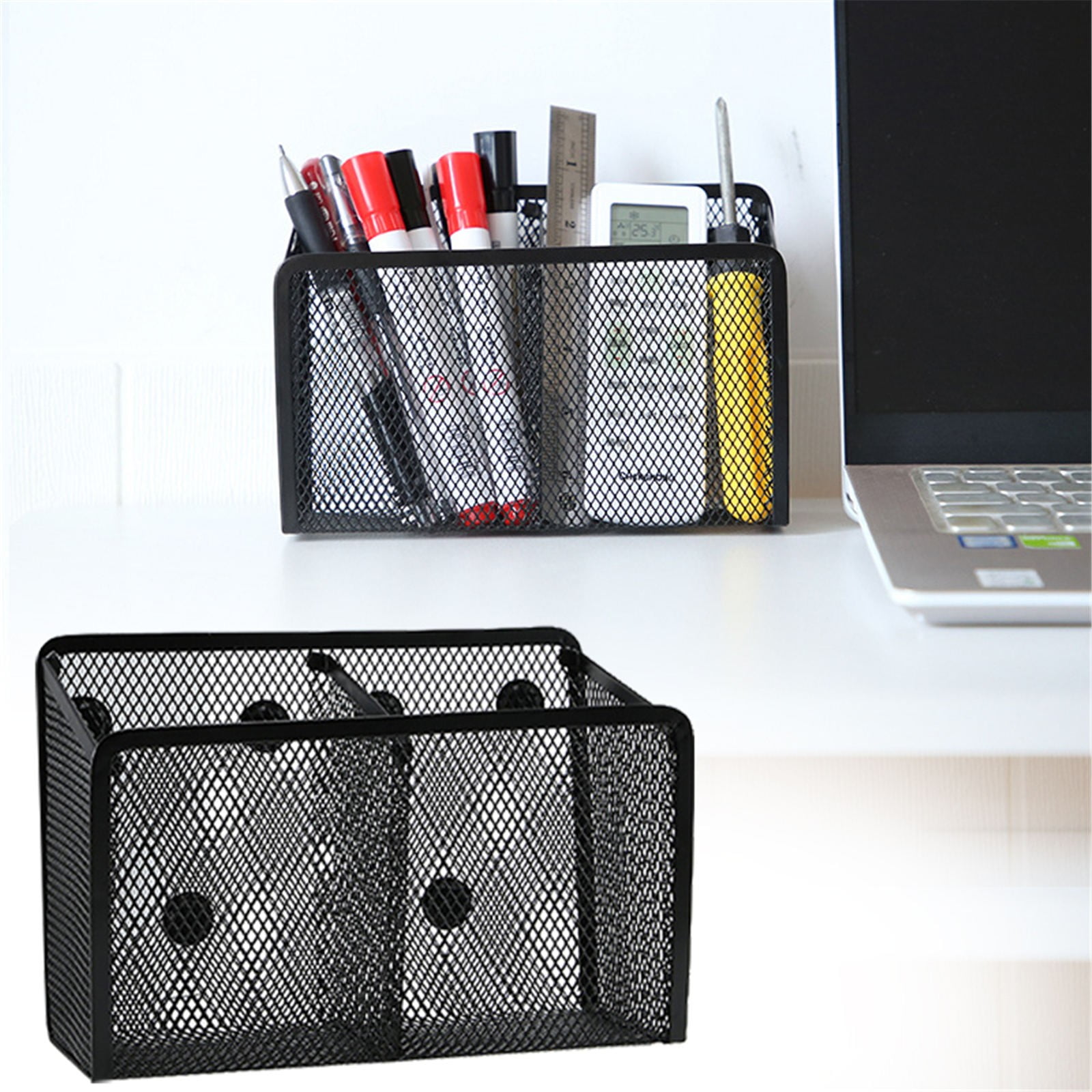 Pencil Holder Mesh Steel Pen Basket Metal Writing Utensil Storage ...