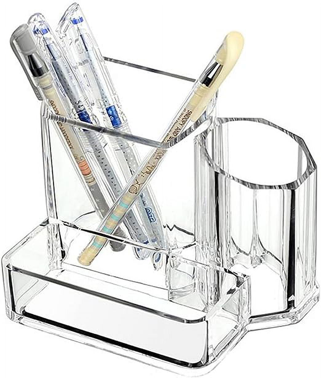 Pencil Holder for Desk Acrylic Pen Organizer Compartment Makeup Brush ...