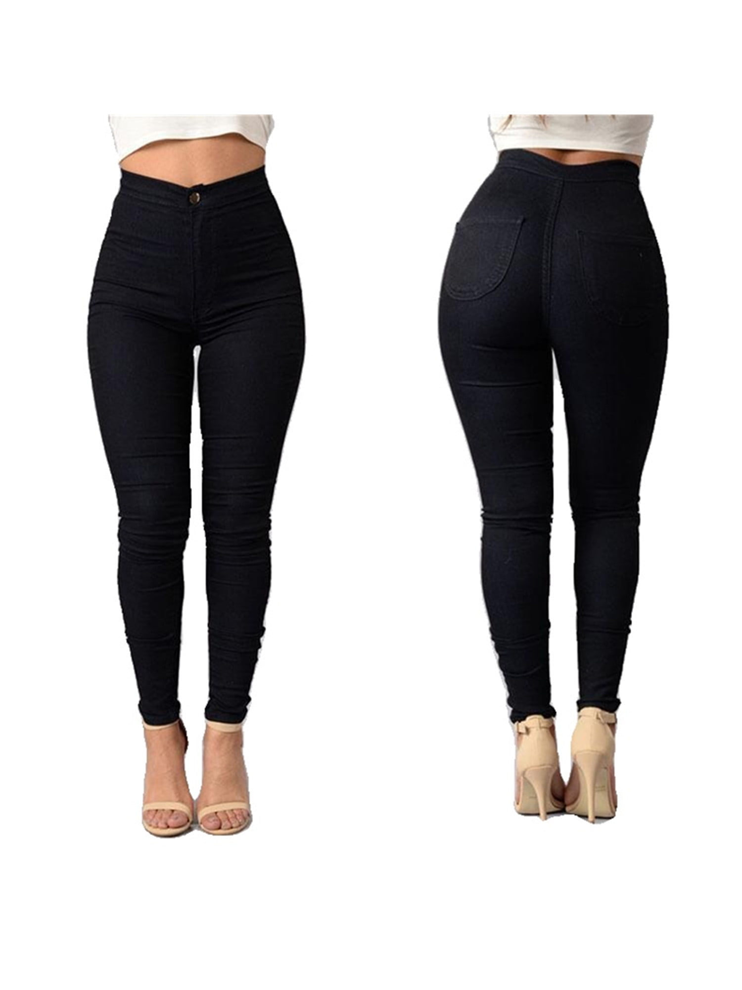 Pencil Jeans Women Fit Slim Stretch Skinny Pants High Waist Trousers ...