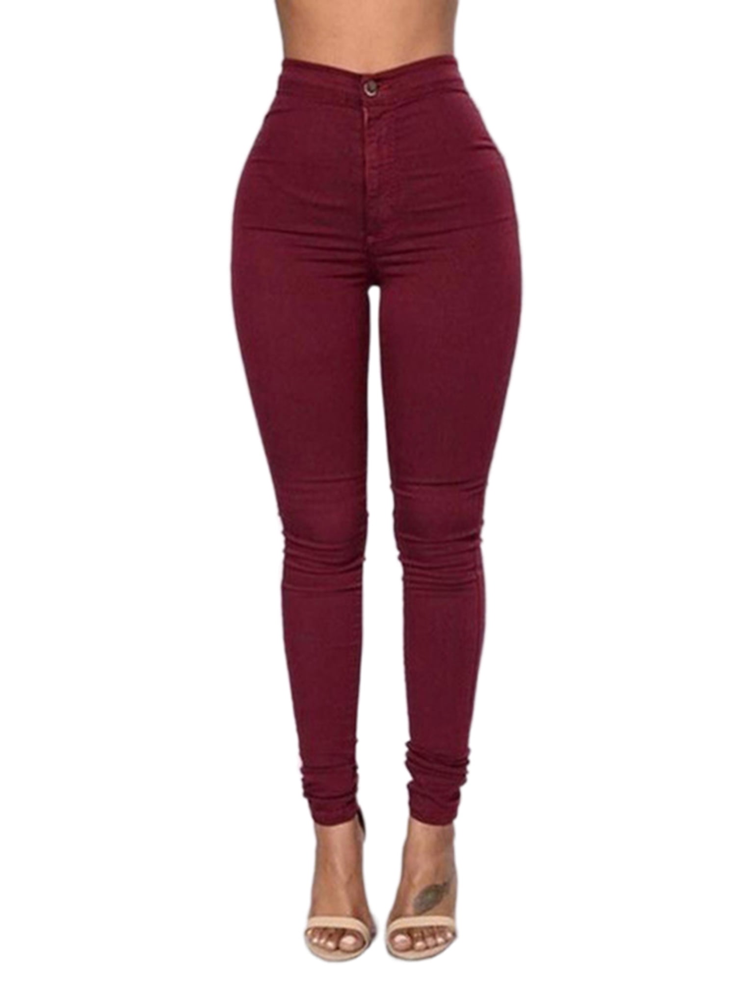 Pencil Jeans Women Fit Slim Stretch Skinny Pants High Waist Trousers ...