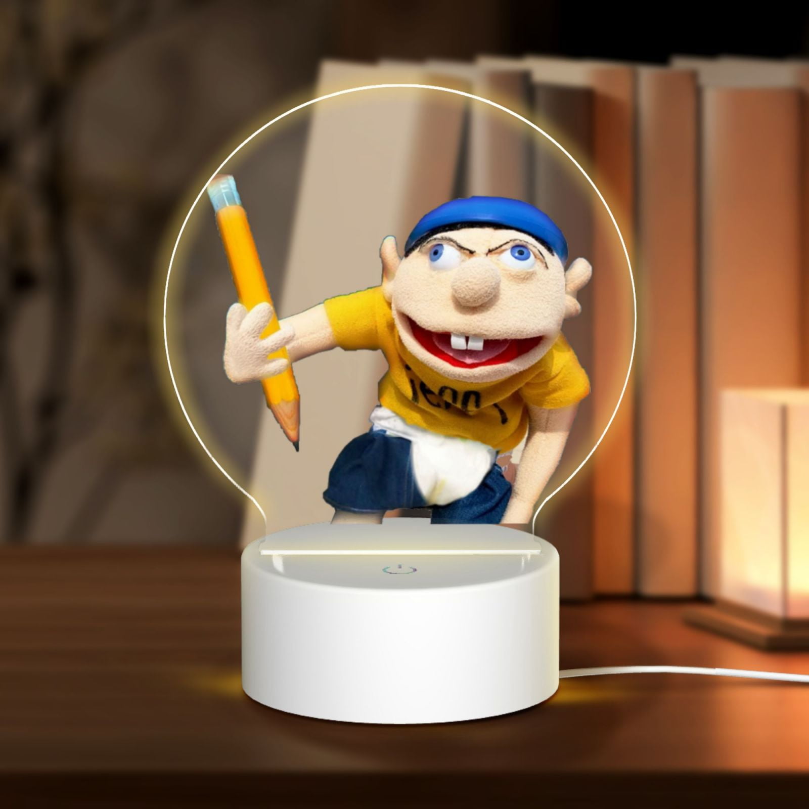Pencil Jeffy SML Round Acrylic Night Light Decoration USB Cable LED ...
