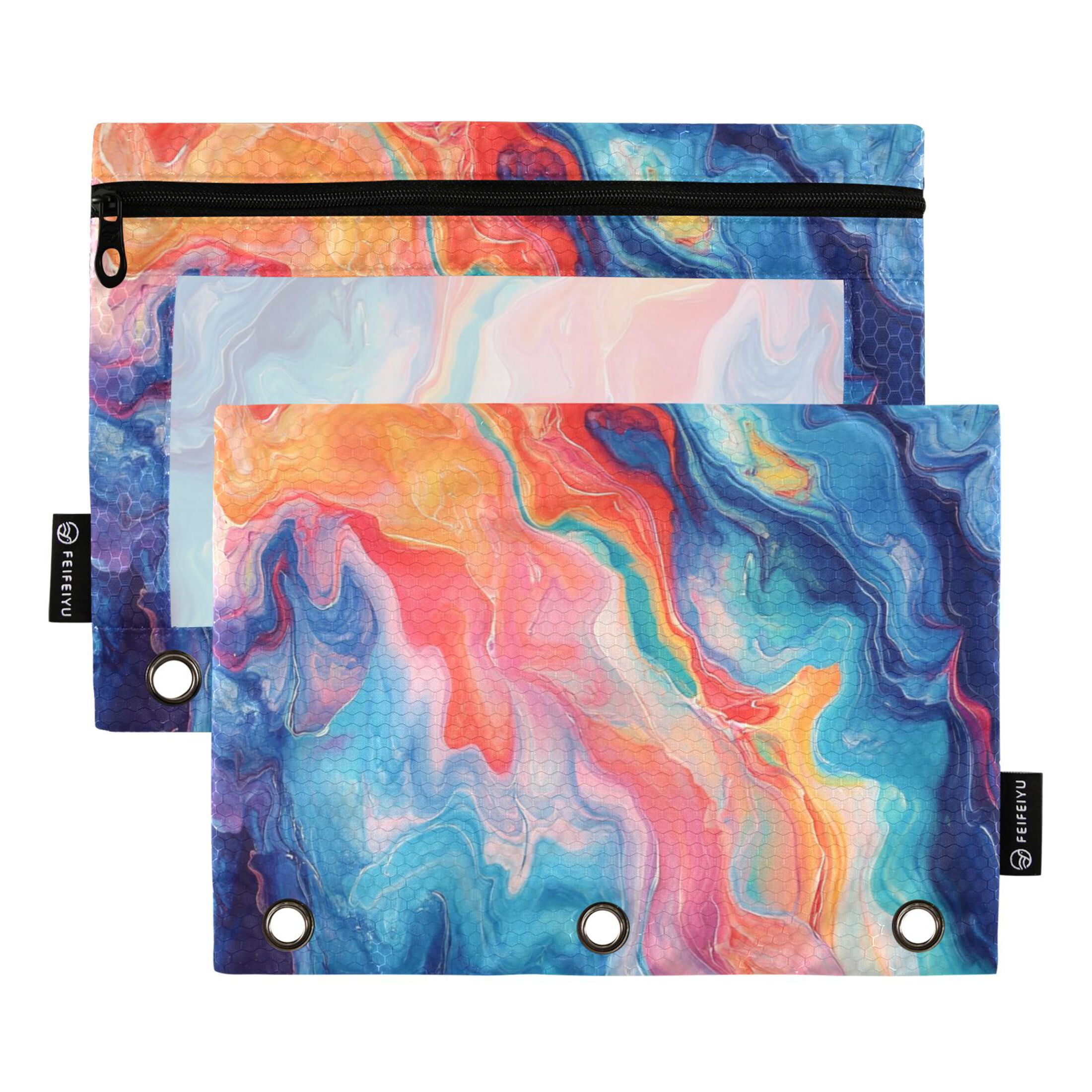 Pencil Pouch for 3 Ring Binder, Binder Pencil Case with Smooth Zipper, Clear Window Pencil Case ...