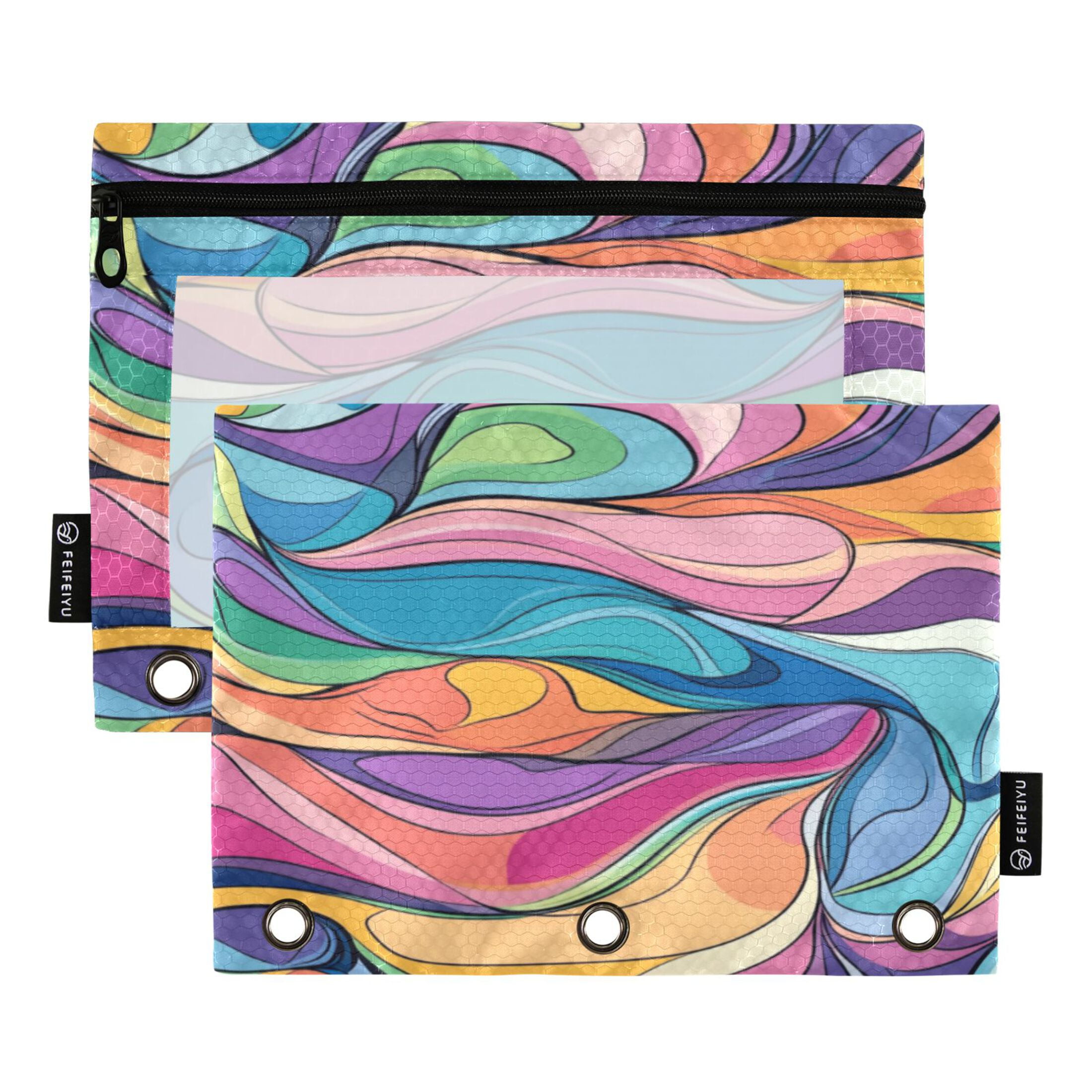 Pencil Pouch for 3 Ring Binder Binder Pencil Case with Smooth Zipper Clear Window Pencil Case ...