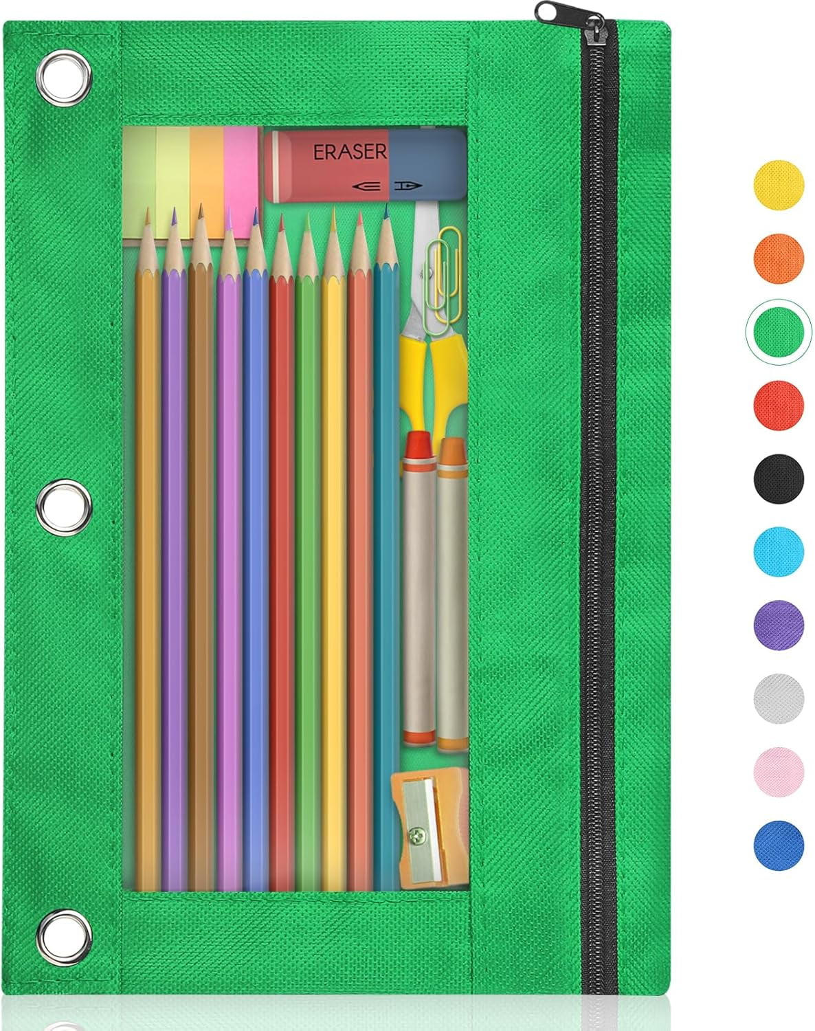 Japanese Pencil Pouch Cute Daisy Sage Green 3 Ring Binder Pencil Pouch ...