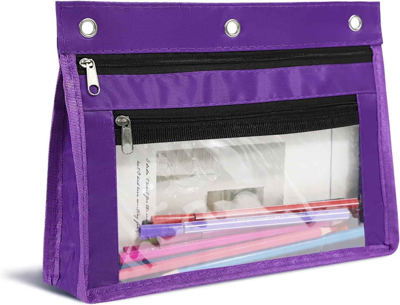 Pencil Pouch for 3 Ring Binder, Expandable Binder Pouches with Zipper ...