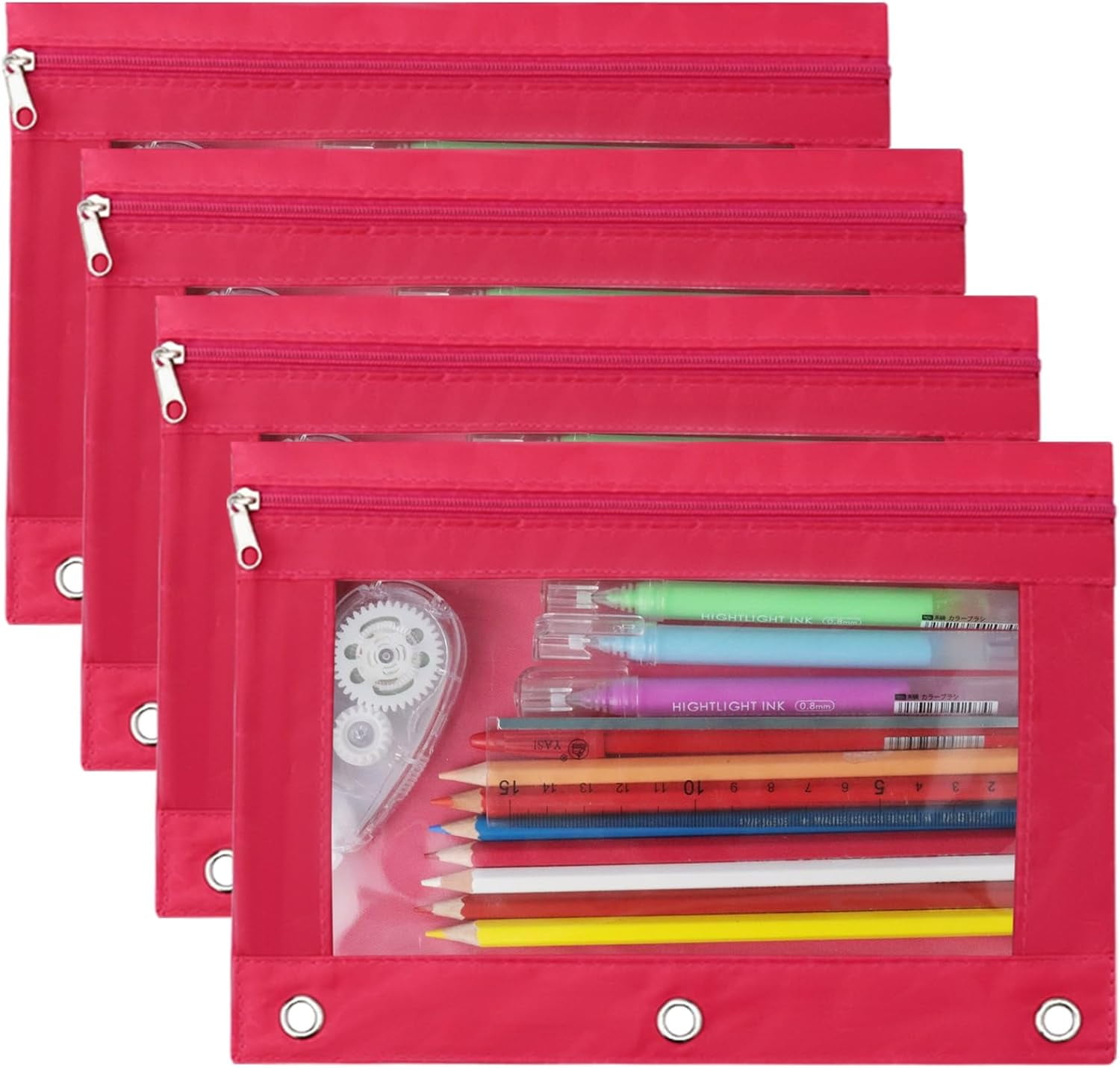 Pencil Pouch 3 Ring, Zipper Pencil Pouches Case Binder Cosmetic Bag ...