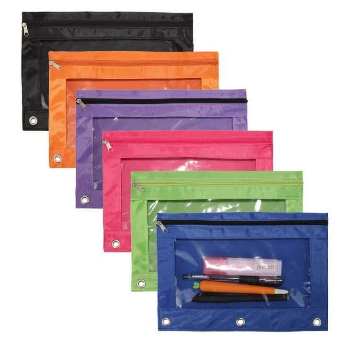 Pencil Pouch Creative 3-Ring Large Capacity Oxford Zipper Pen Holder ...