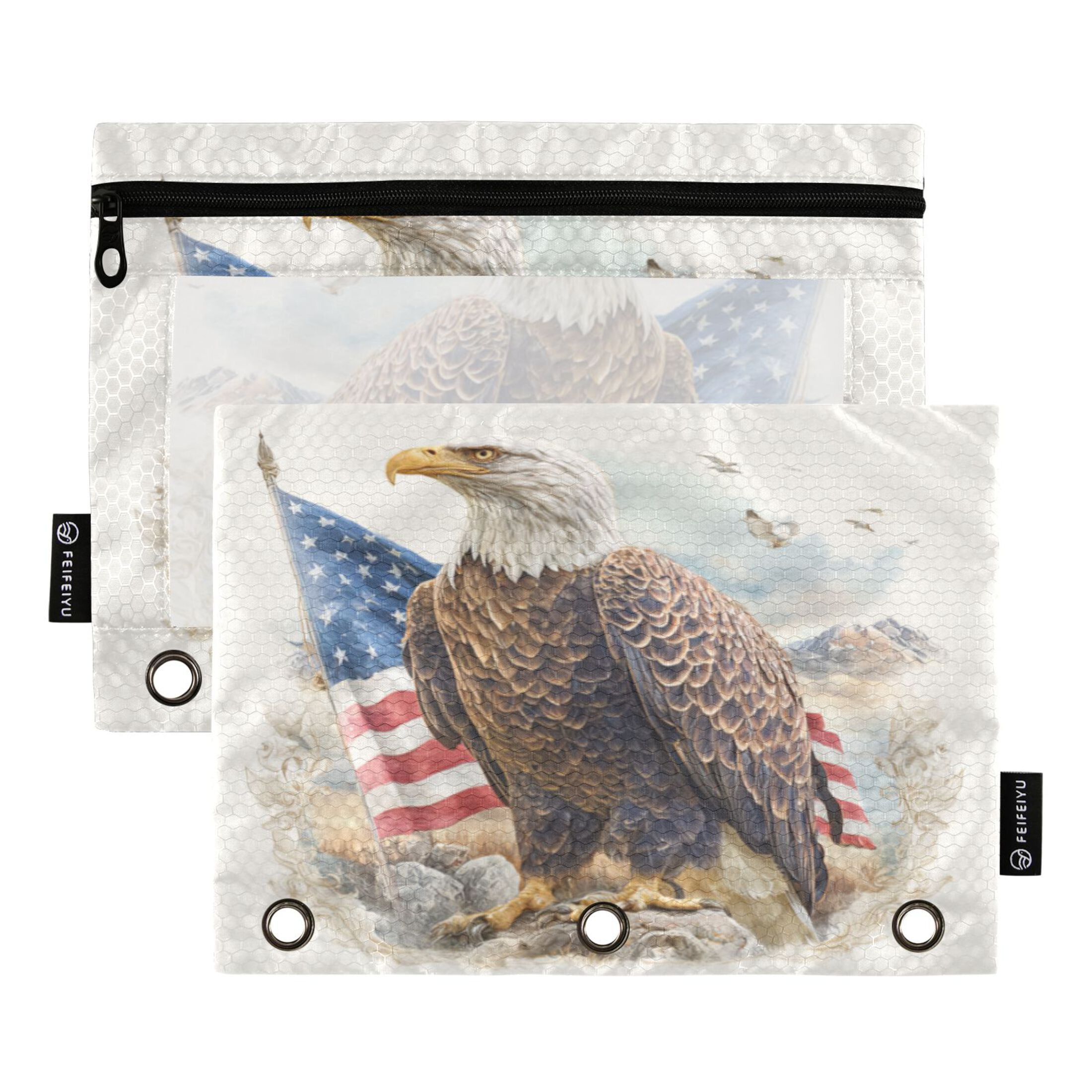 Pencil Pouch for 3 Ring Binder Binder Pencil Case One SizeX2 Bald Eagle ...