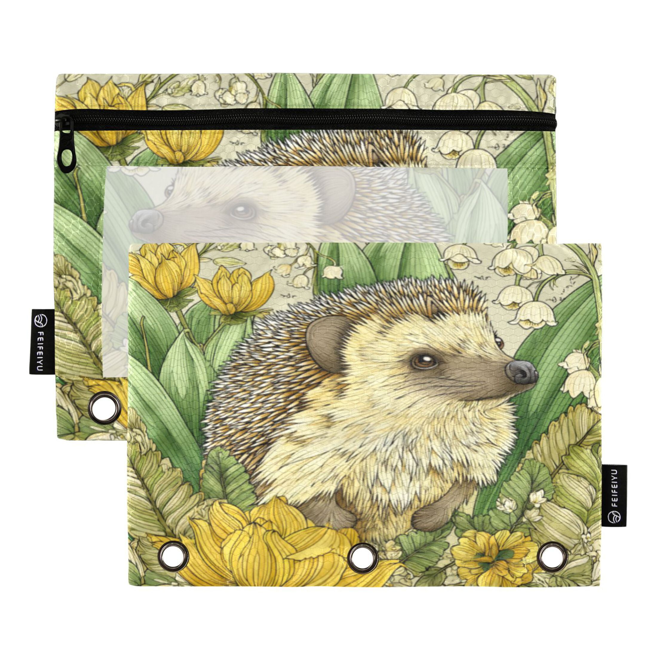 Pencil Pouch for 3 Ring Binder Binder Pencil Case One SizeX2 Hedgehog ...