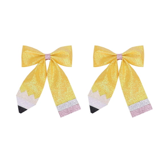 Pencil Ribbon Hair Bows Back to School Barrettes Girl Glittering Powder ...