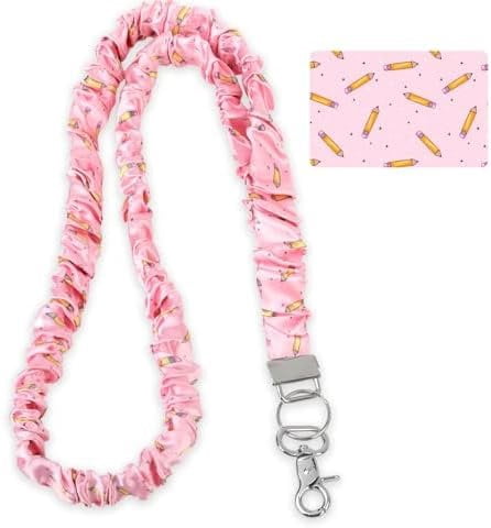 Pencil Scrunchie Lanyard for Teacher, Stretchy Retractable Lanyard with ...