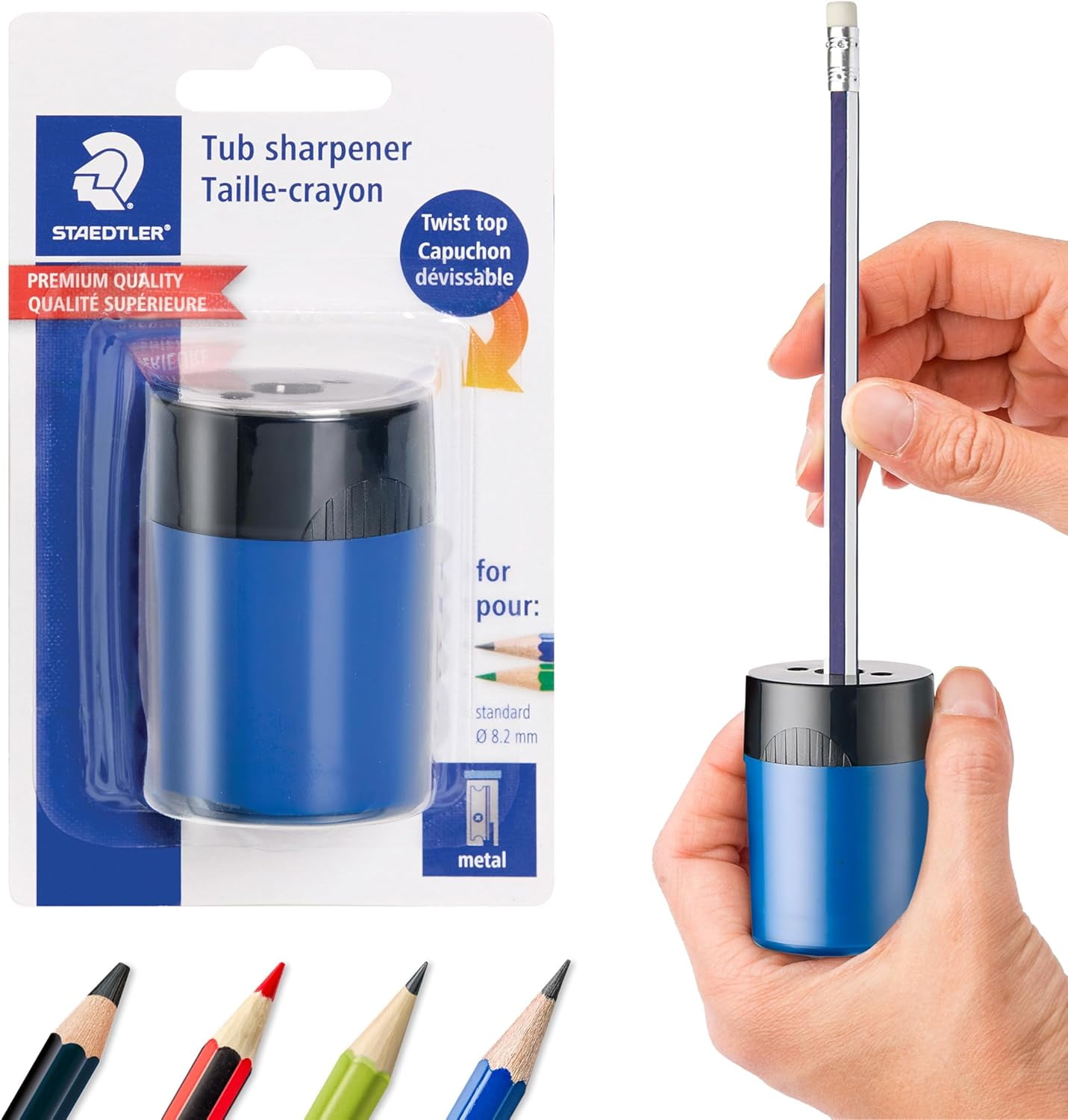 Pencil Sharpener (1 Pack) with Screw Lid and Tub - No Spill Compact ...