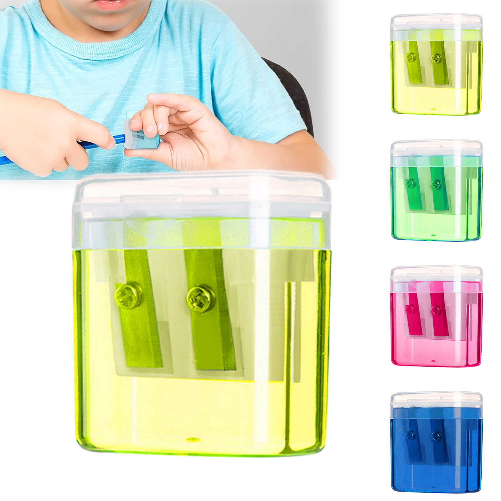 Pencil Sharpener Dual Hole Manual Blue, Jumbo Crayon Sharpener with ...