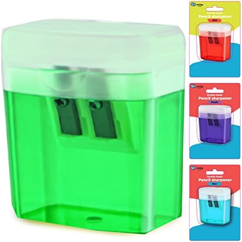 Pencil Sharpener Dual Hole Manual Green, Jumbo Crayon Sharpener with ...