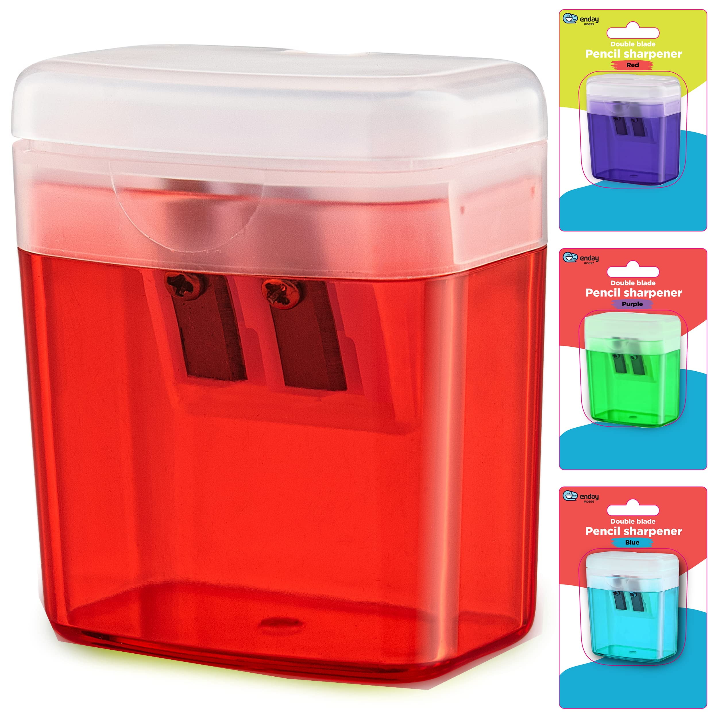 Pencil Sharpener Dual Hole Manual Red, Jumbo Crayon Sharpener with ...