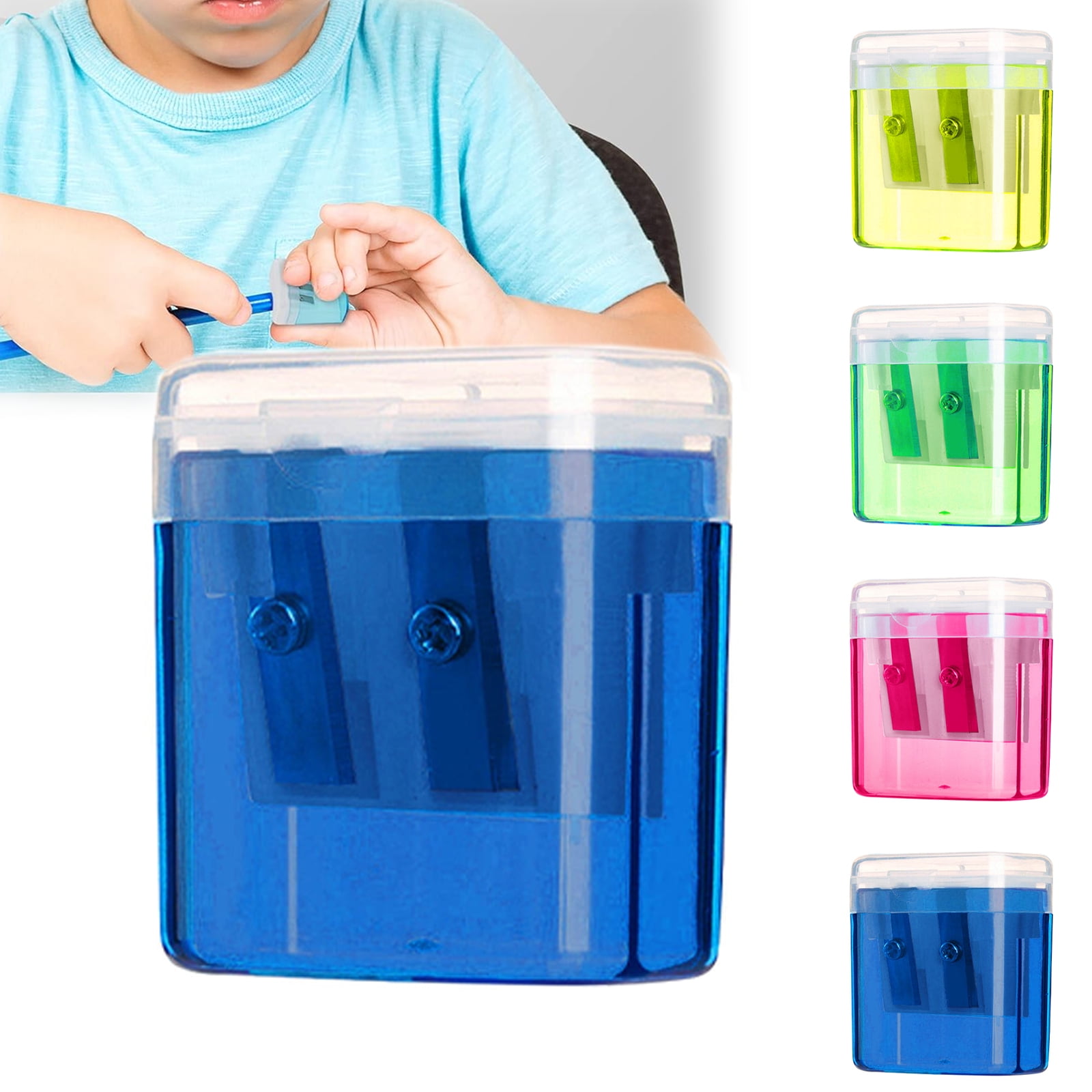 Pencil Sharpener Dual Hole Manual Red, Jumbo Crayon Sharpener with ...