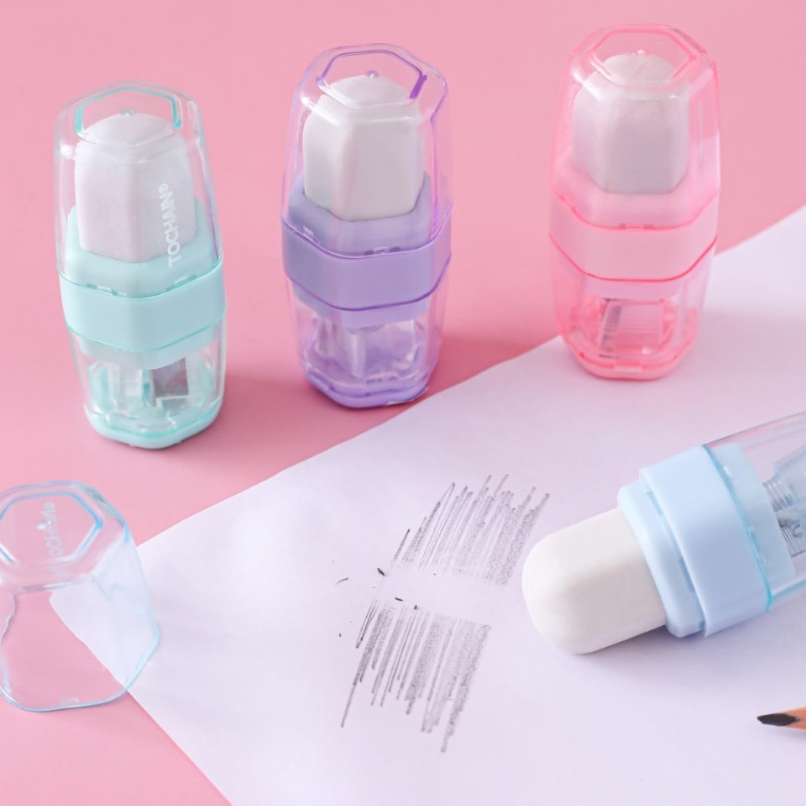 Pencil Sharpener & Eraser Colorful Erasers 2 Sharpening Holes Manual ...