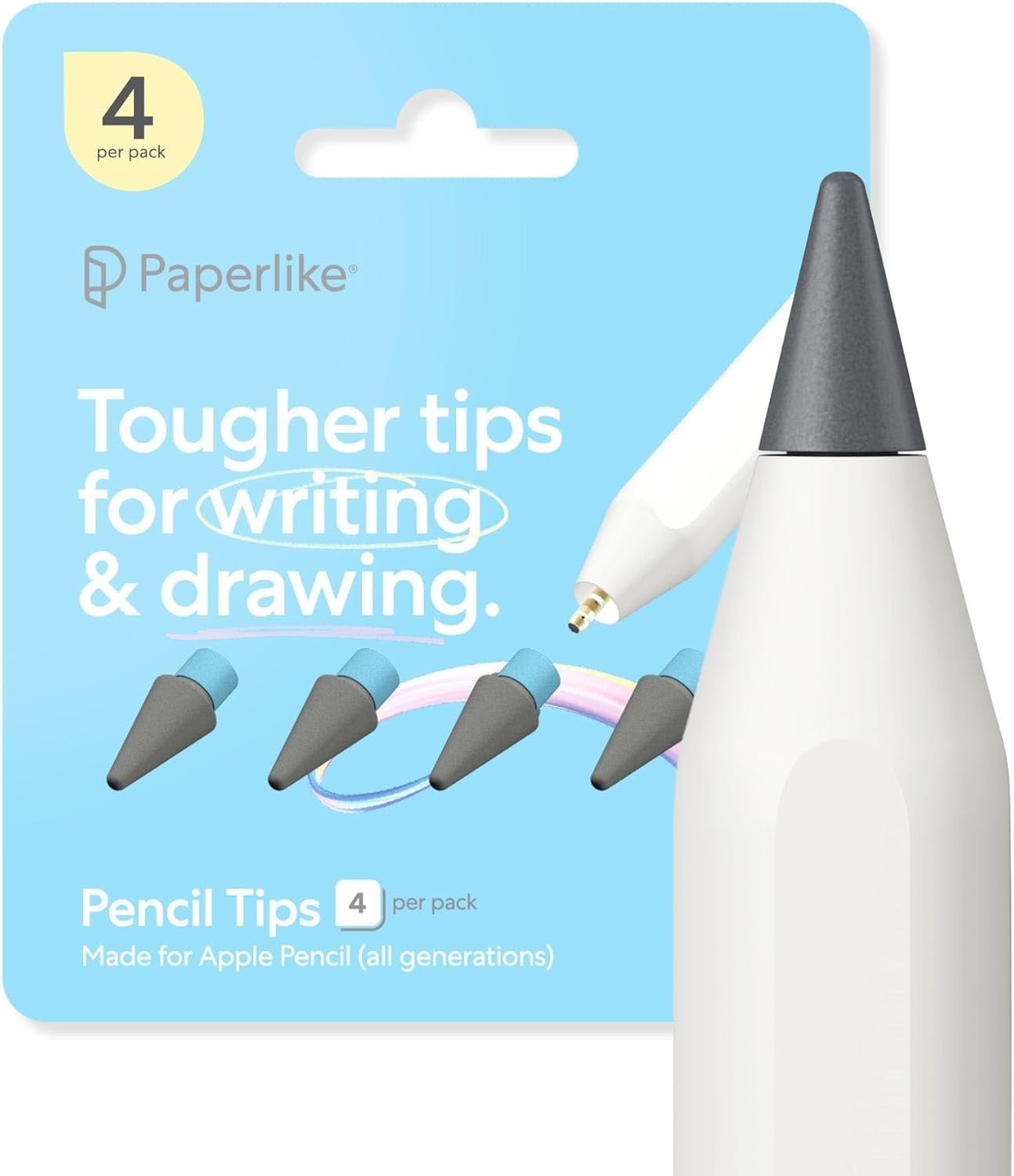 Pencil Tips (4X) for Pencil 1st & 2nd Gen, USB-C & Pro – 10x More ...