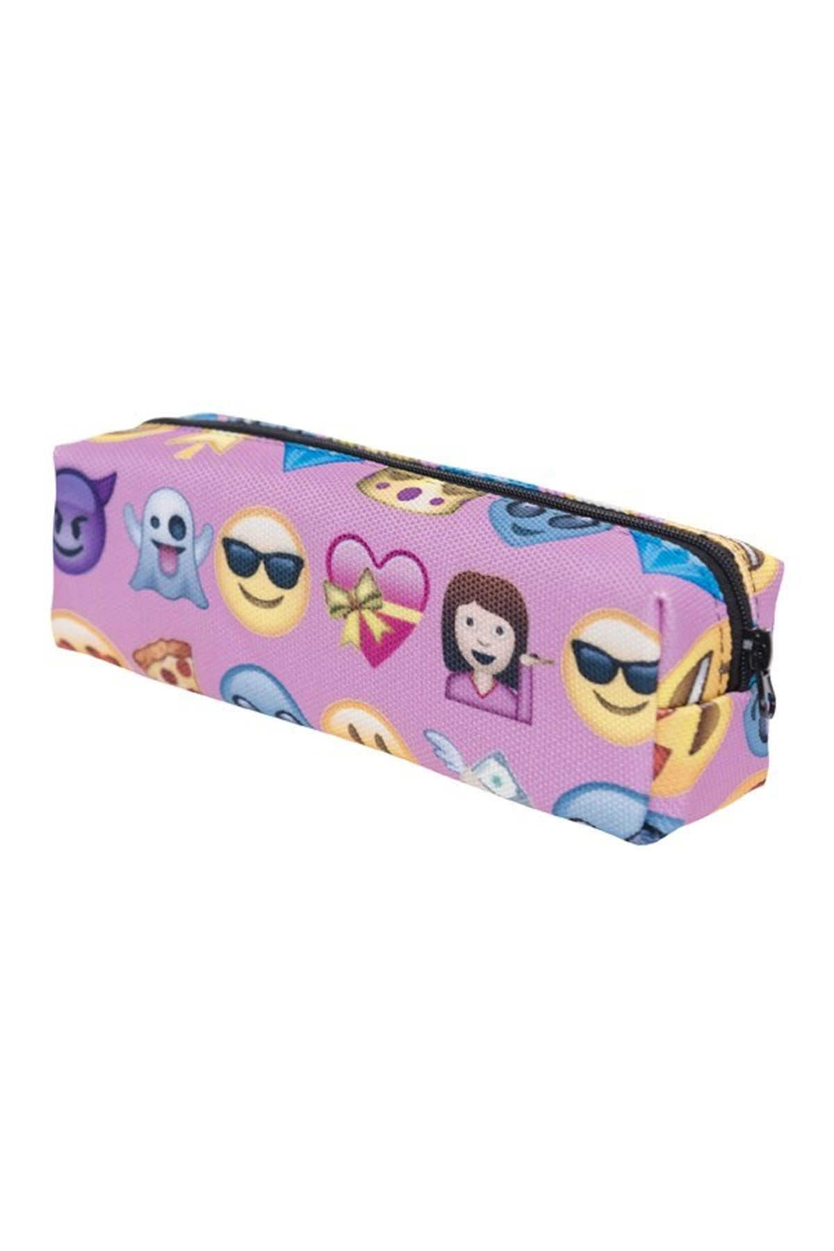 Pencil or Cosmetic Rectangle Zipper Case Emojis With Pink Background ...