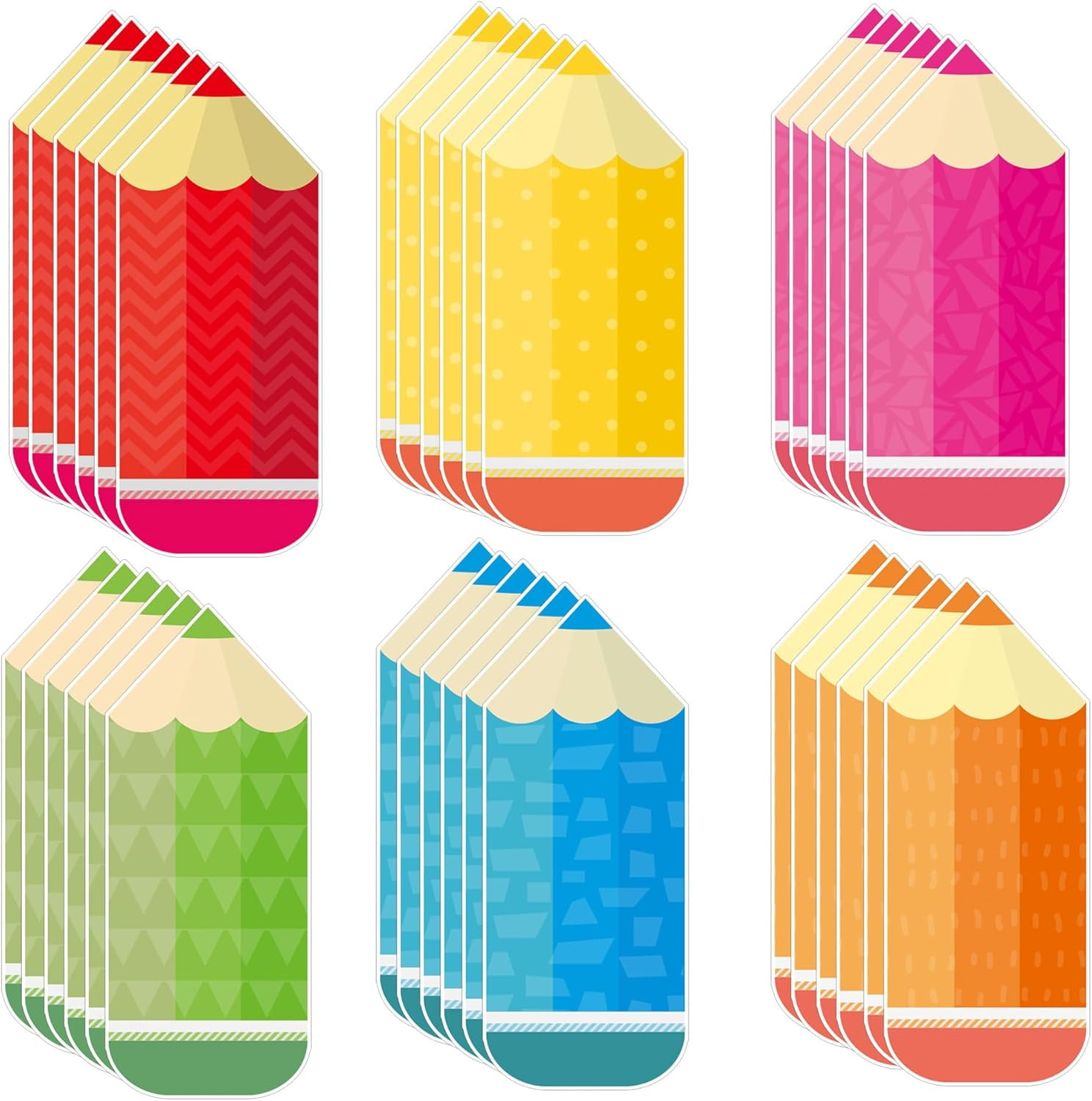 Pencils Cut Outs Cards 90pcs Colorful Pencil Shape Name Tags Card ...
