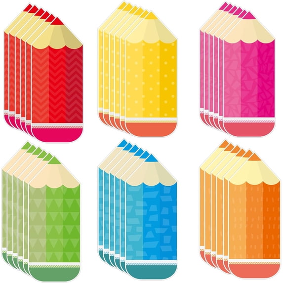 Pencils Cut Outs Cards 90pcs Colorful Pencil Shape Name Tags Card ...