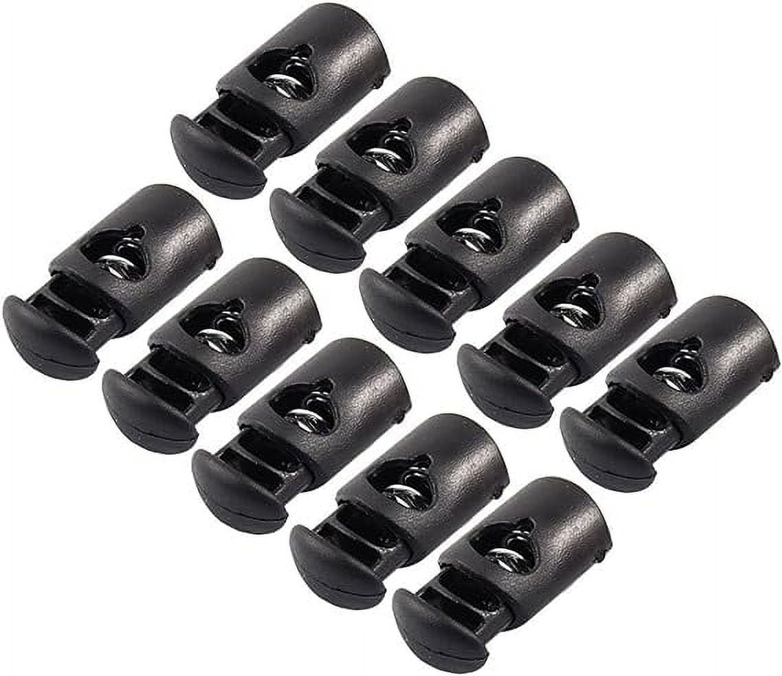 Penck 5mm Dia Hole Spring Loaded Rope Cord Locks Ends Stoppers Black 20 ...