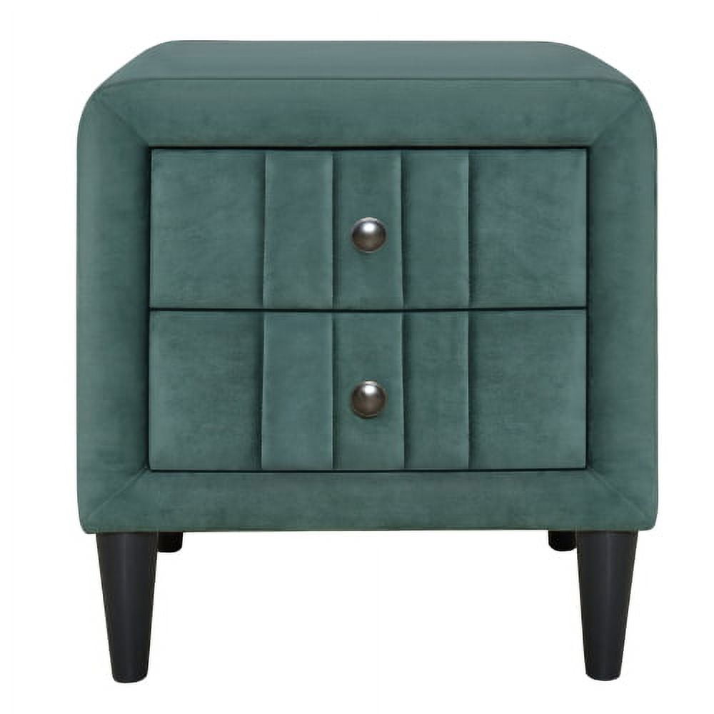 Penck Upholstered Wooden Nightstand with Two Drawers , Velvet Bedside ...