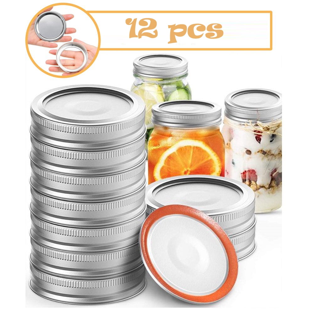 Penck Wide Mouth Mason Jar Lids - 12 PACK Large Mouth Mason Jar Lids ...
