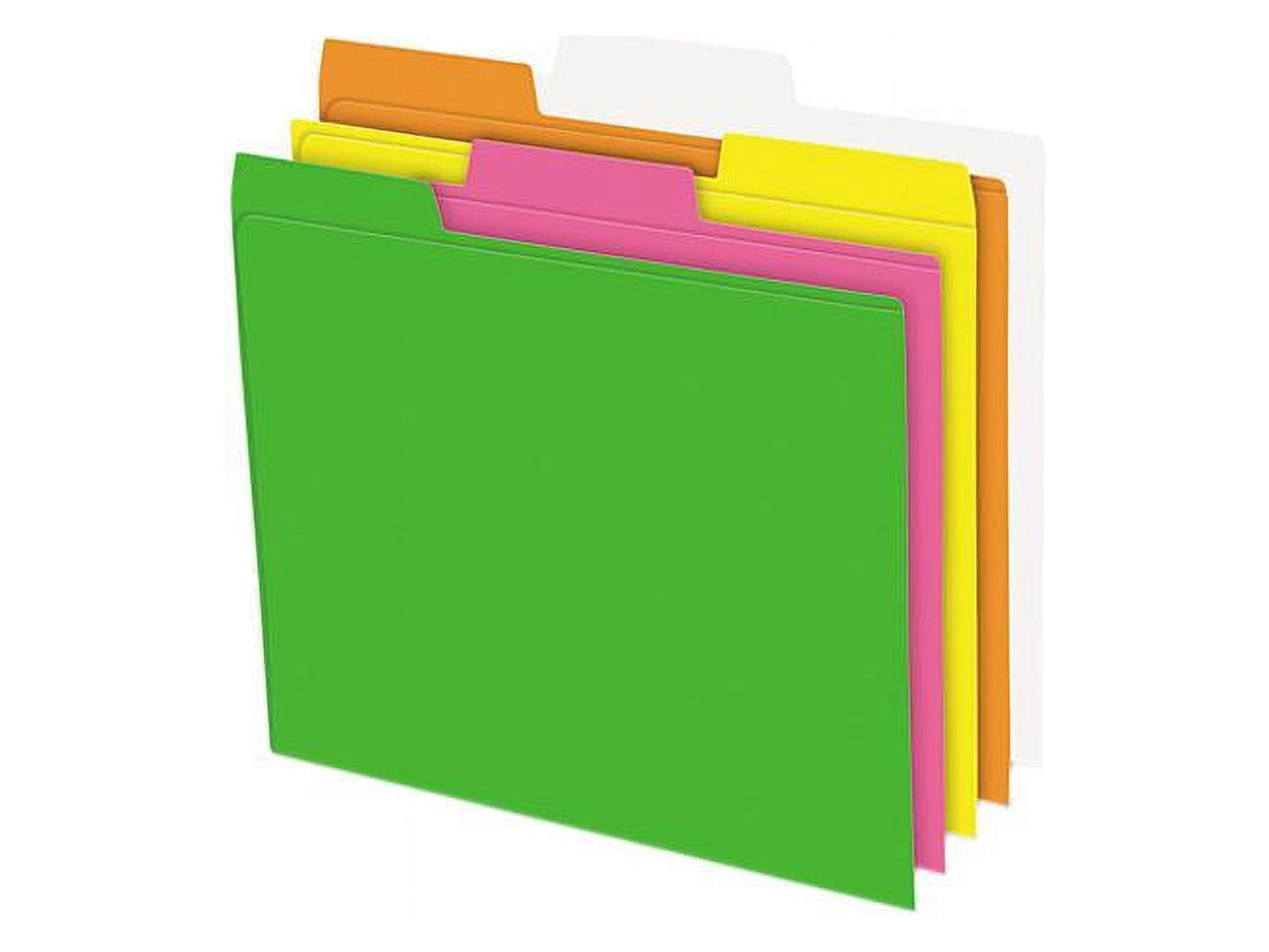 Pendaflex 40523 1/3 Cut Tab Letter Size Glow File Folders - Assorted ...