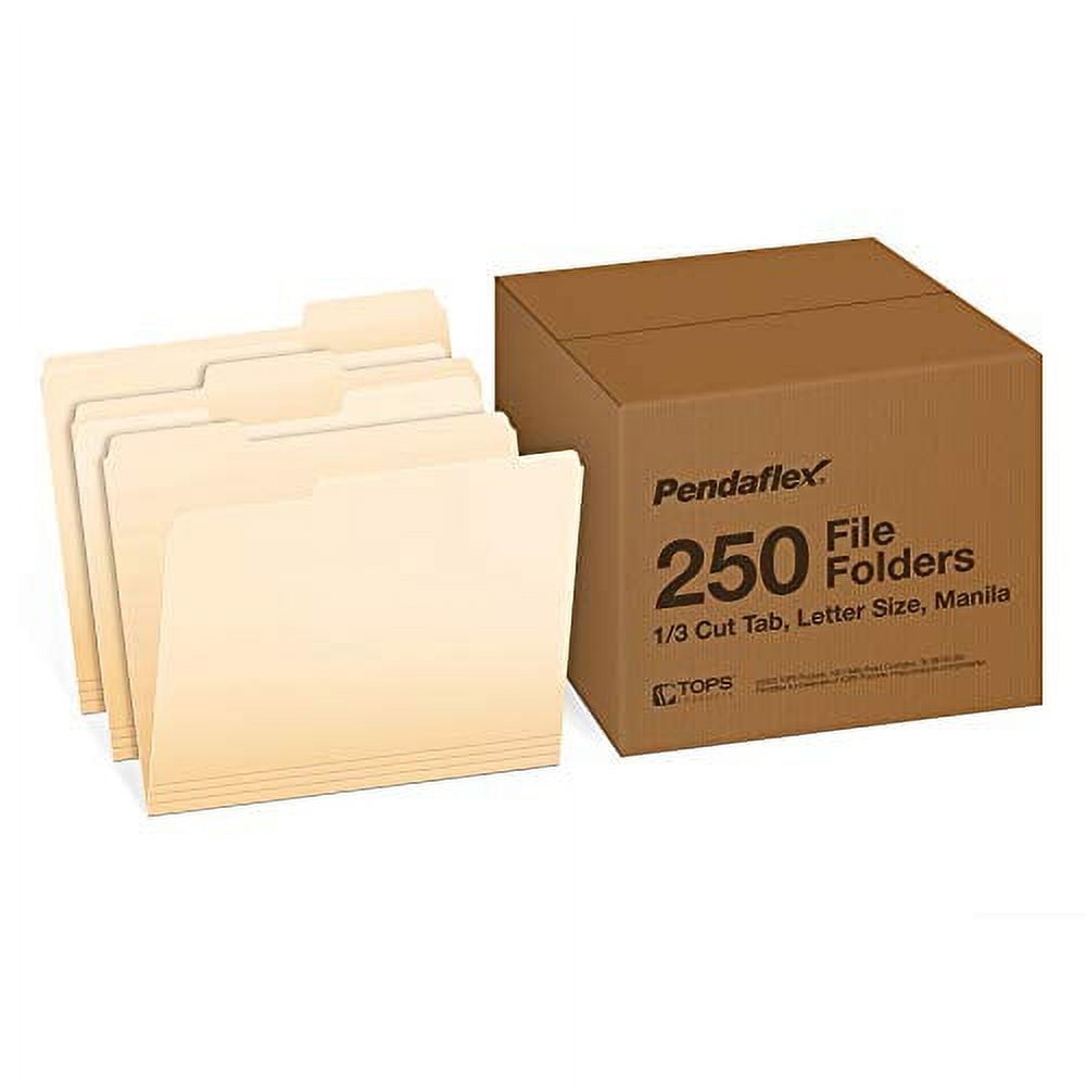 Pendaflex Essentials File Folders, Letter Size, 1/3 Cut, Manila, 250 ...
