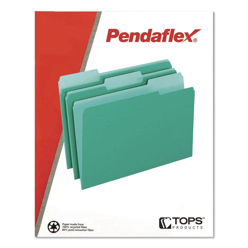 Pendaflex Interior File Folders 1/3 Cut Top Tab Letter Aqua 100/Box ...
