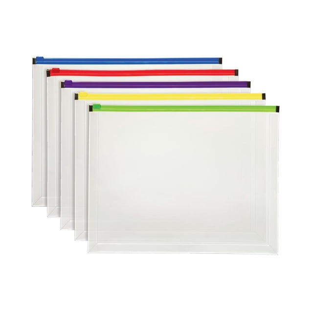 Pendaflex Poly Zip Envelope, Letter, Assorted, 5-Pack for Office ...