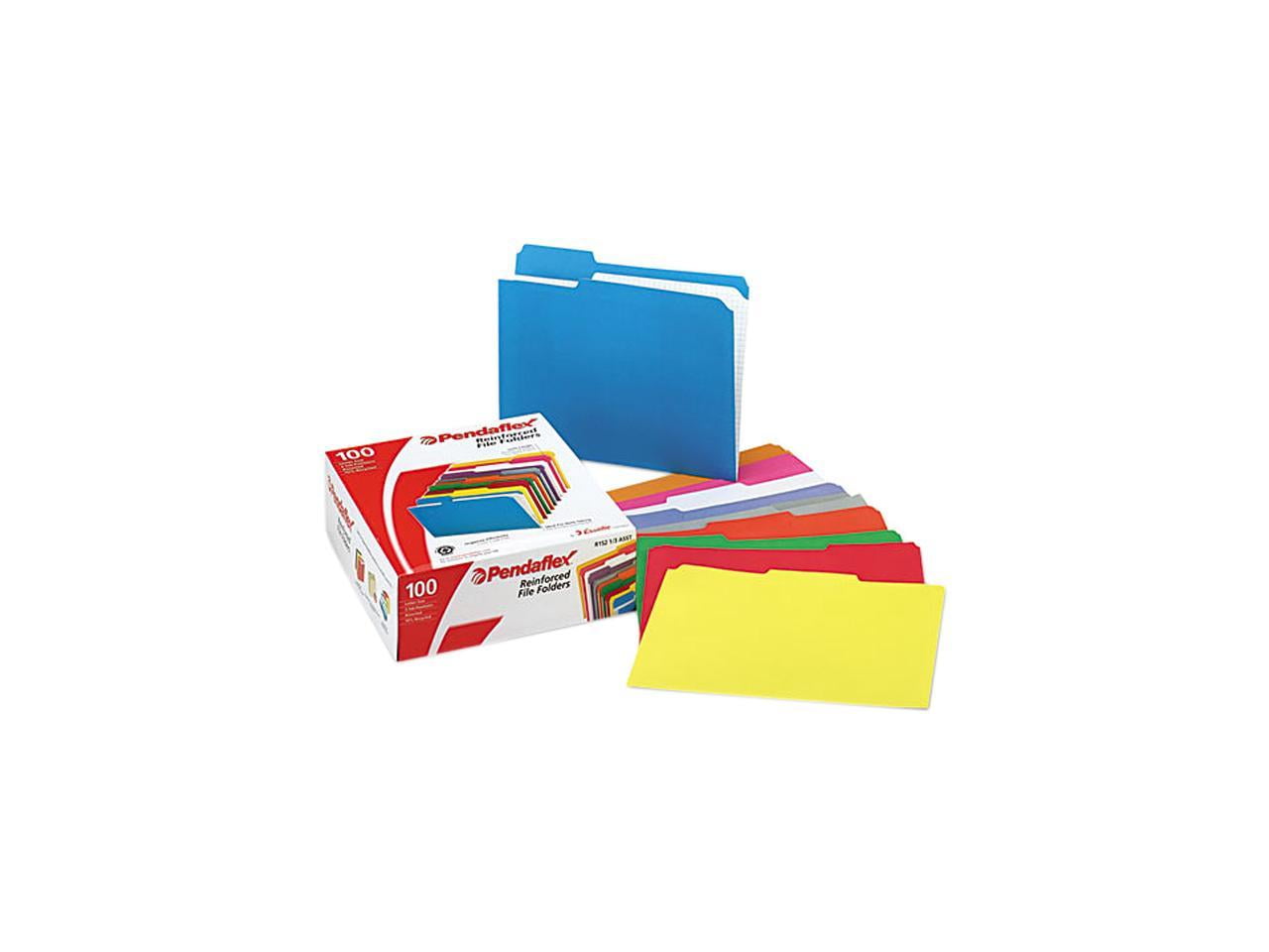 Pendaflex Reinforced File Folder, Letter Size, 1/3 Cut Tabs, Assorted ...