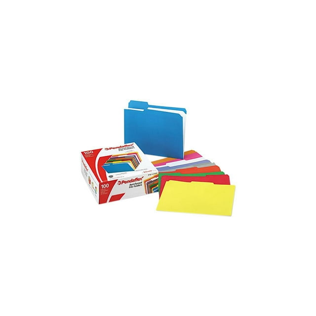 Pendaflex Reinforced File Folder, Letter Size, 1/3 Cut Tabs, Assorted ...