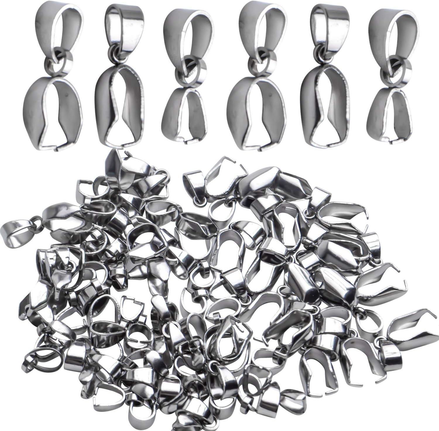 Pendant Clip Clasp,60pcs 3 Sizes Pinch Clip Bail Clasp Stainless Steel ...