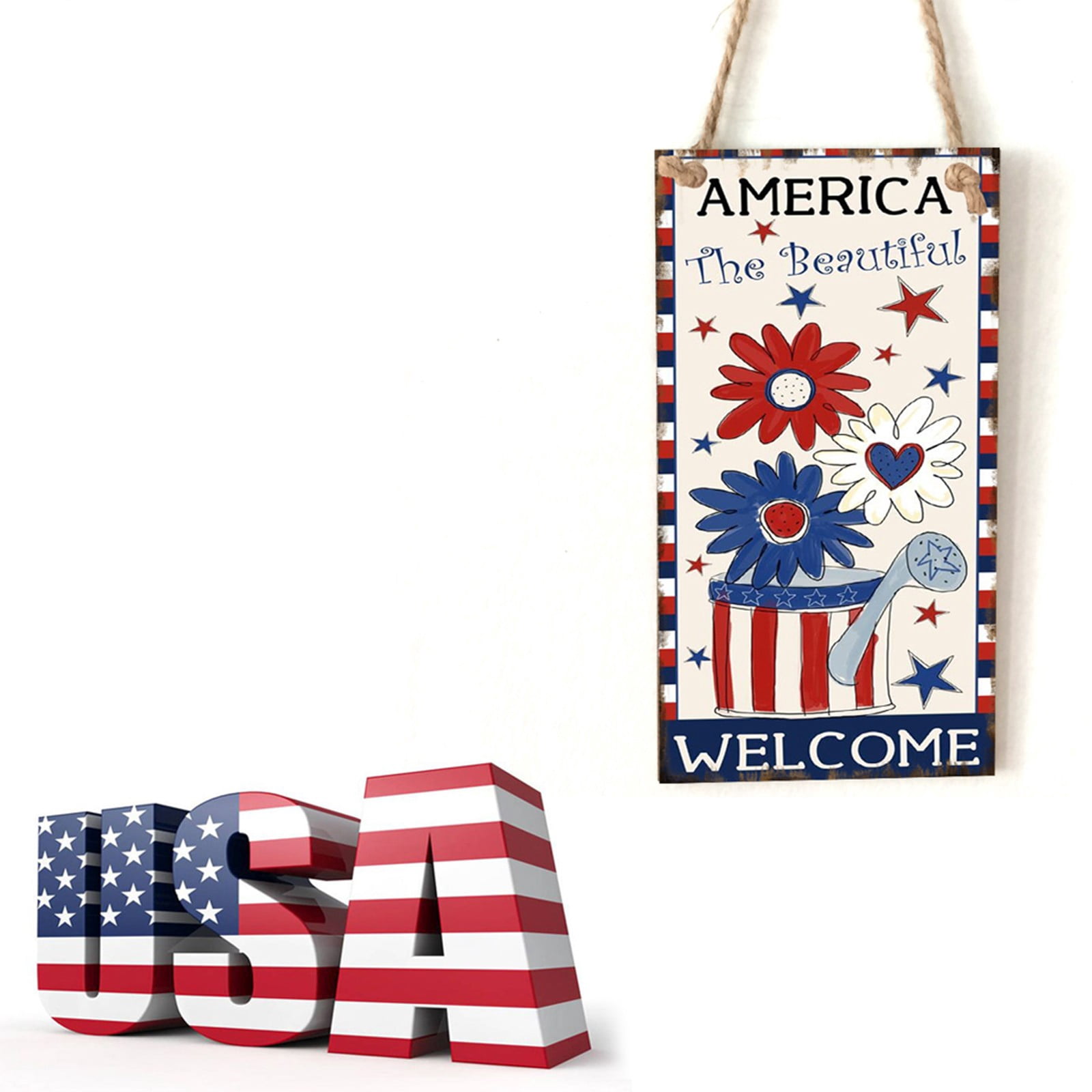 Pendant Day Listing Crafts Home Wooden Hanging Independence Decorations ...