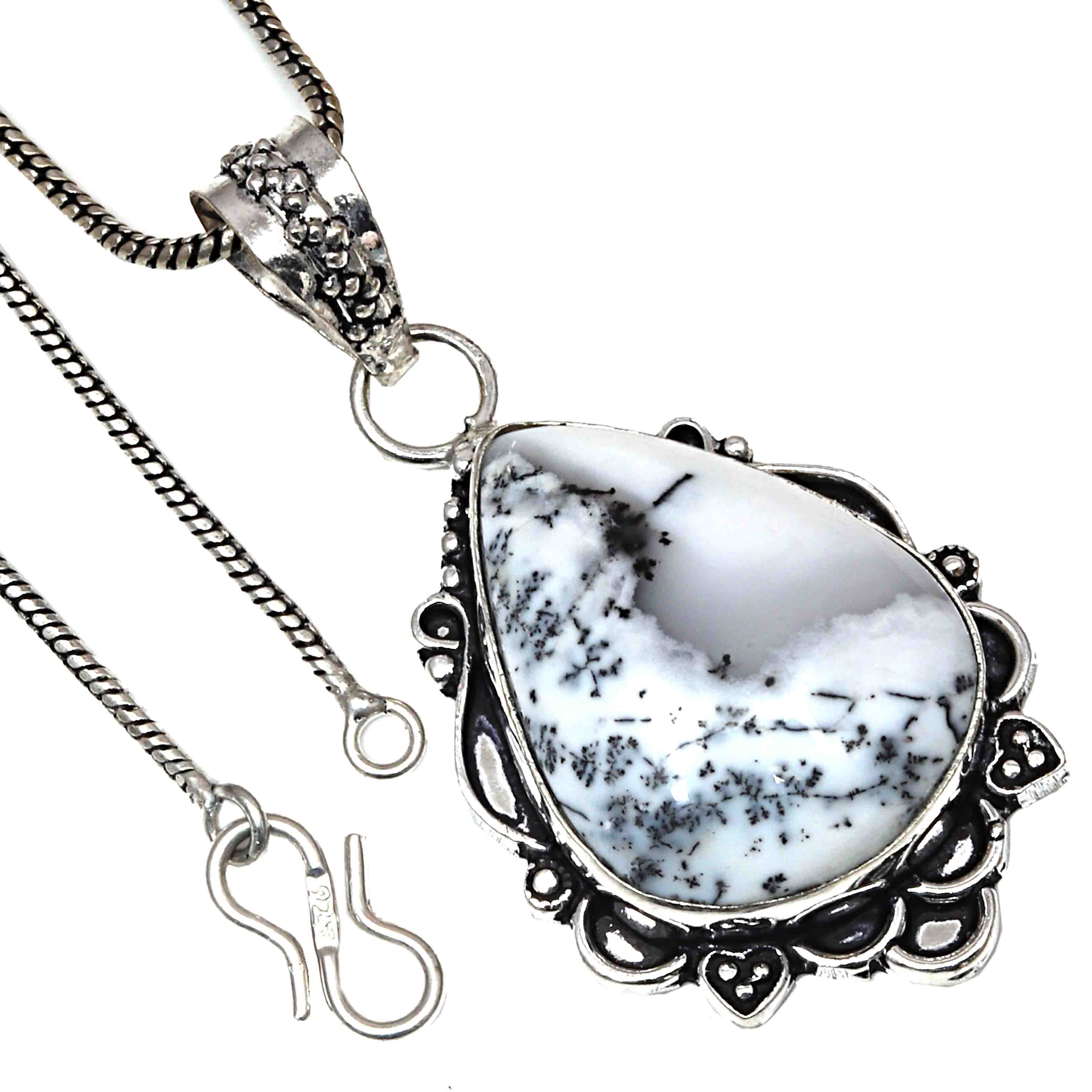Pendant Dendritic Opal Gemstone Handicraft Valentine'Day Silver Jewelry ...