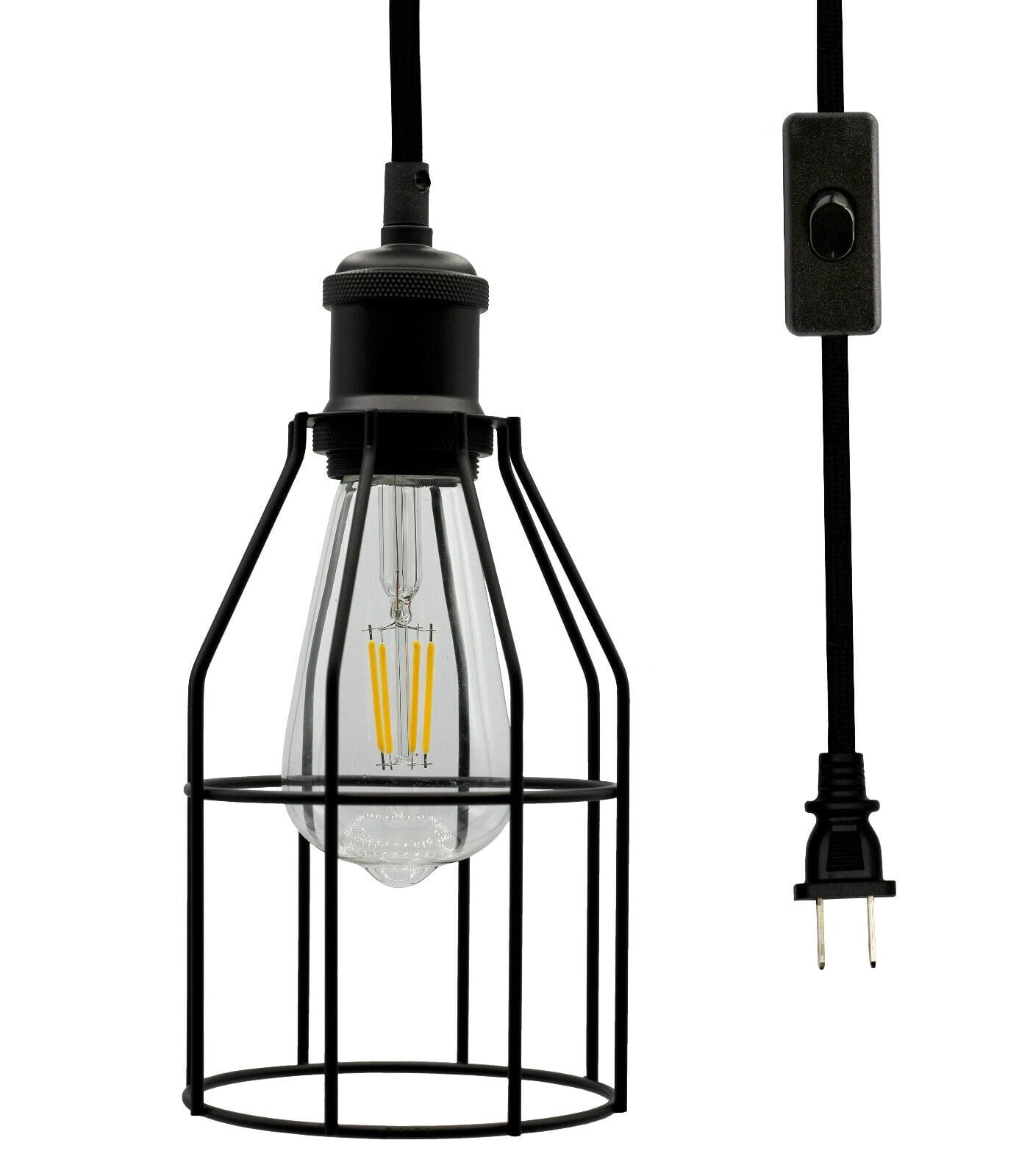 Pendant Light Fixture Plug-in Cord with On/Off Switch Black Hanging ...